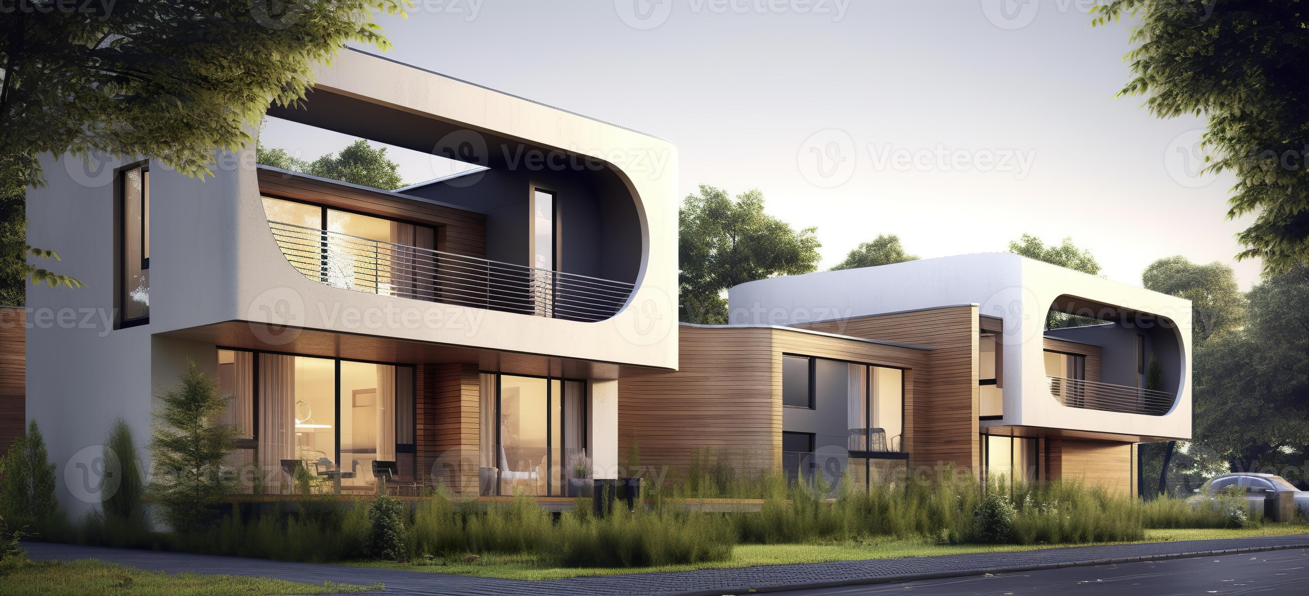 AI generated Beautiful Houses of Modern Architecture. Generative AI ...