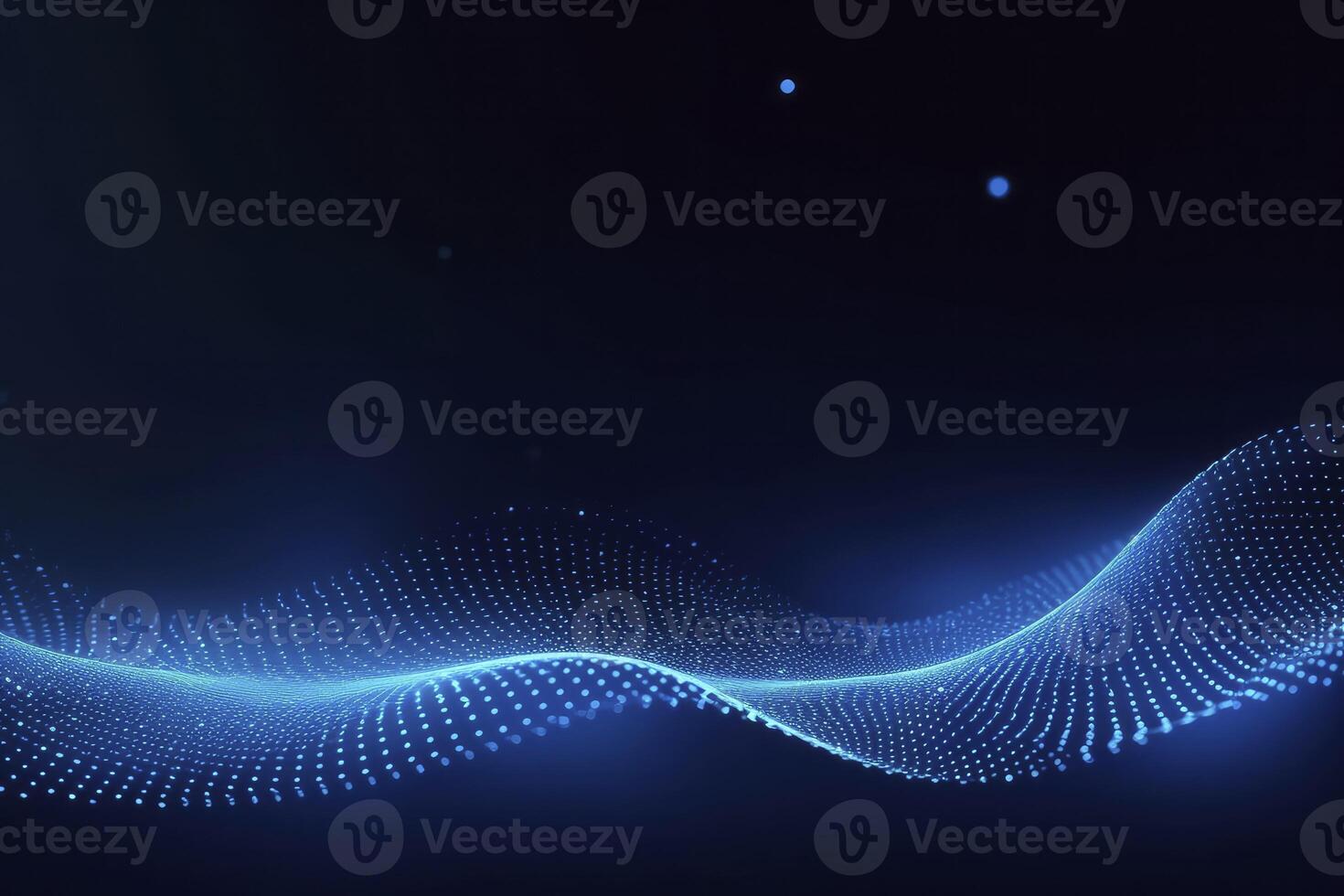 AI generated Dynamic blue particle wave. Abstract sound visualization. Digital structure of the ...