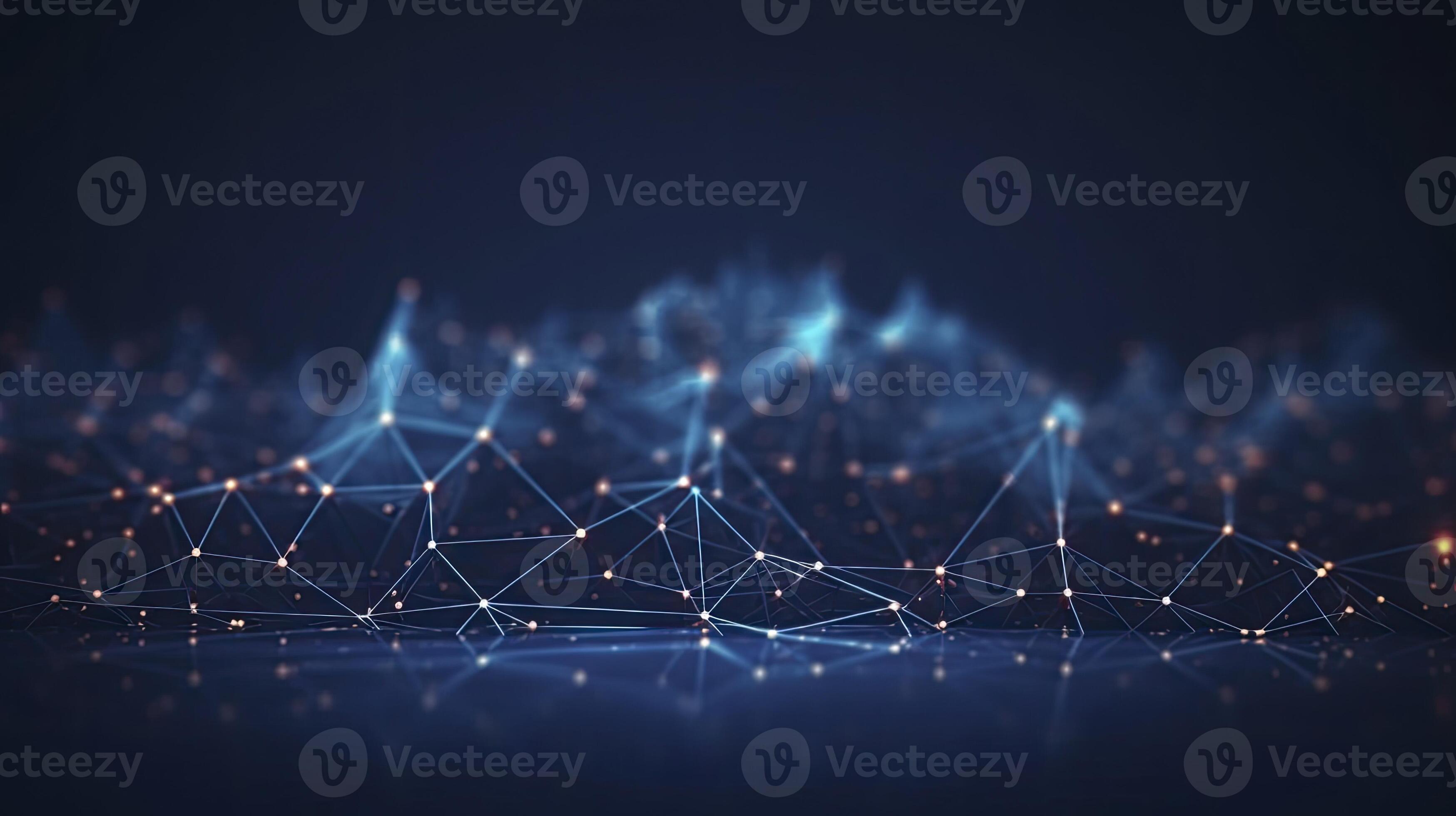 Ai Generated Abstract Connected Dots And Lines Motion Of Digital Data Flow Ai Generated