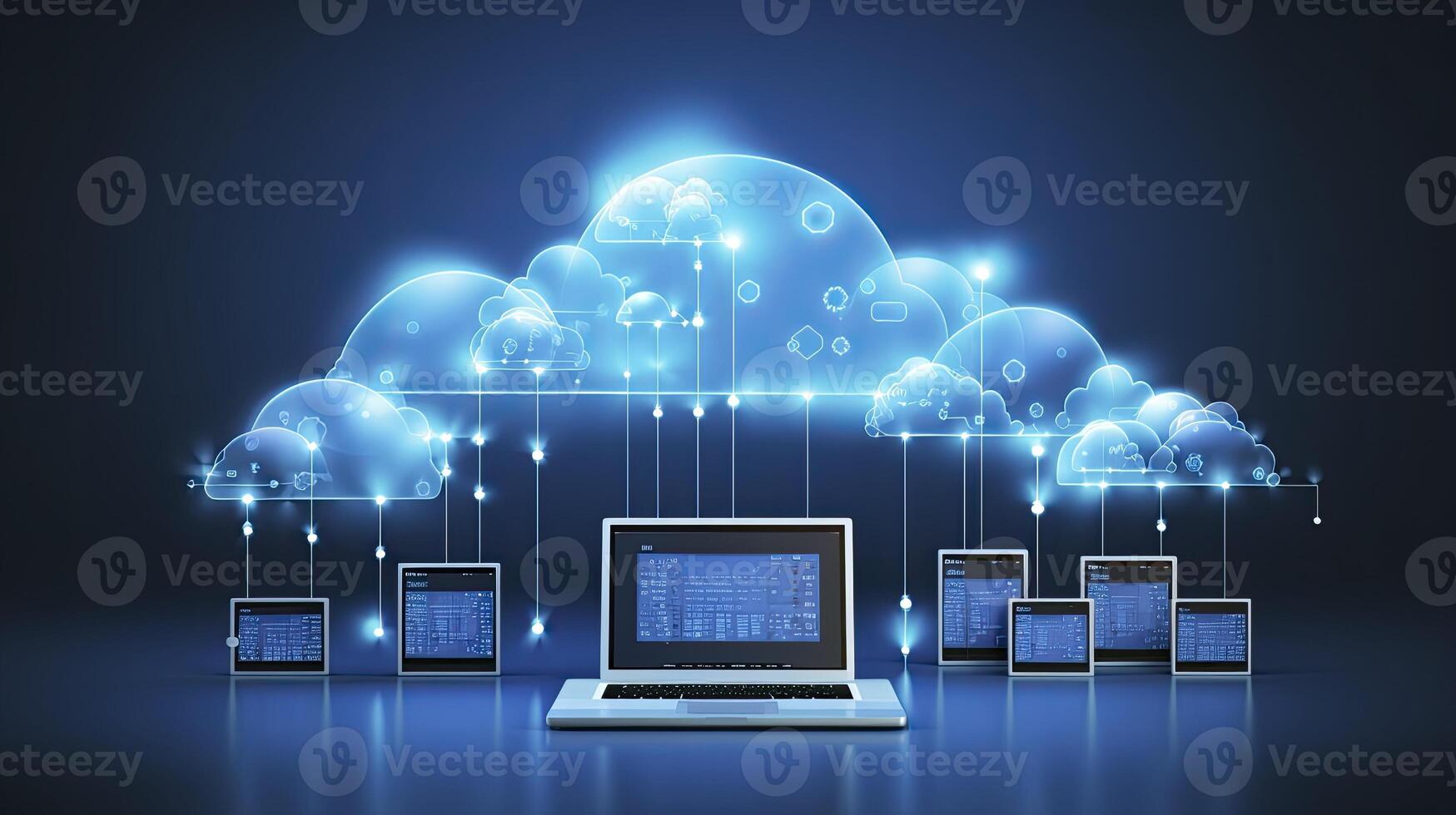 Ai Generated Abstract Cloud Computing Technology Concept Generative Ai