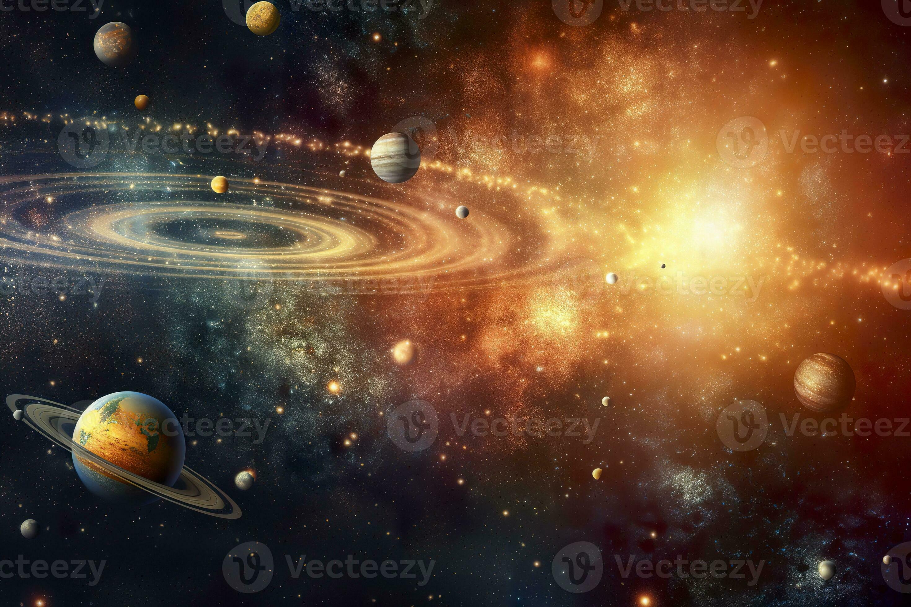 Ai Generated Our 3d Solar System With Planets In Orbits Path Ai