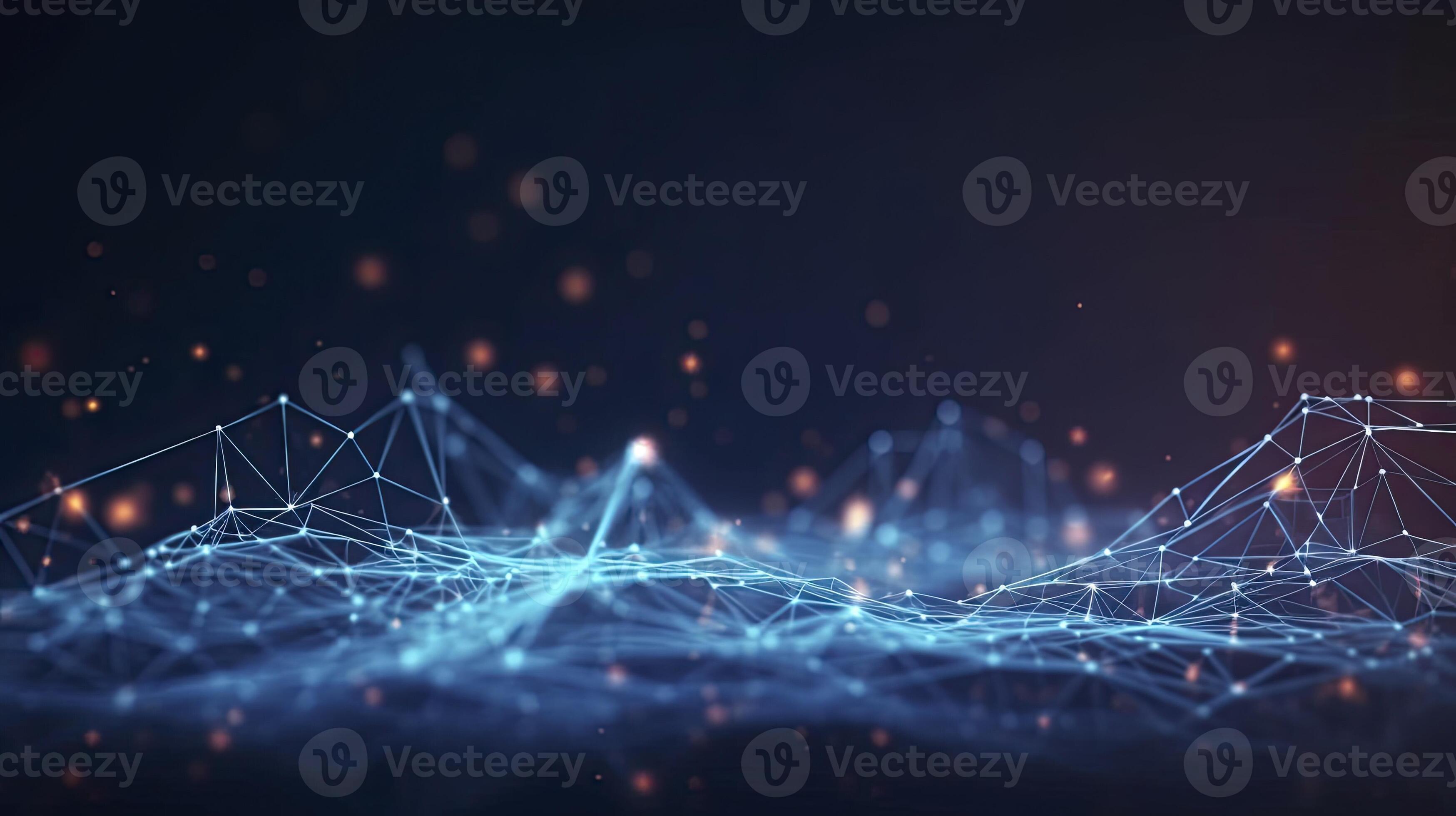 Ai Generated Abstract Connected Dots And Lines Motion Of Digital Data Flow Ai Generated