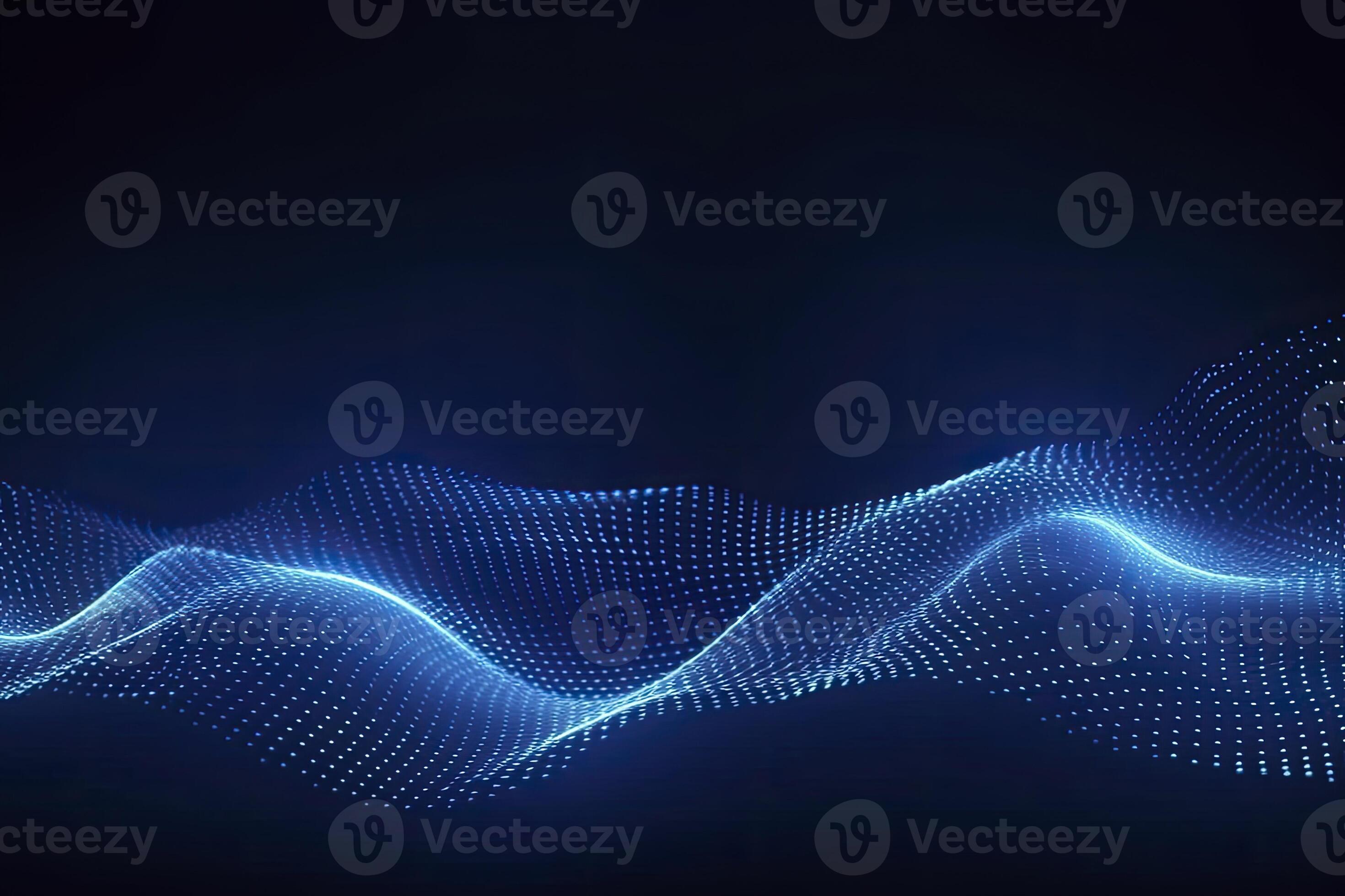 AI generated Dynamic blue particle wave. Abstract sound visualization. Digital structure of the ...