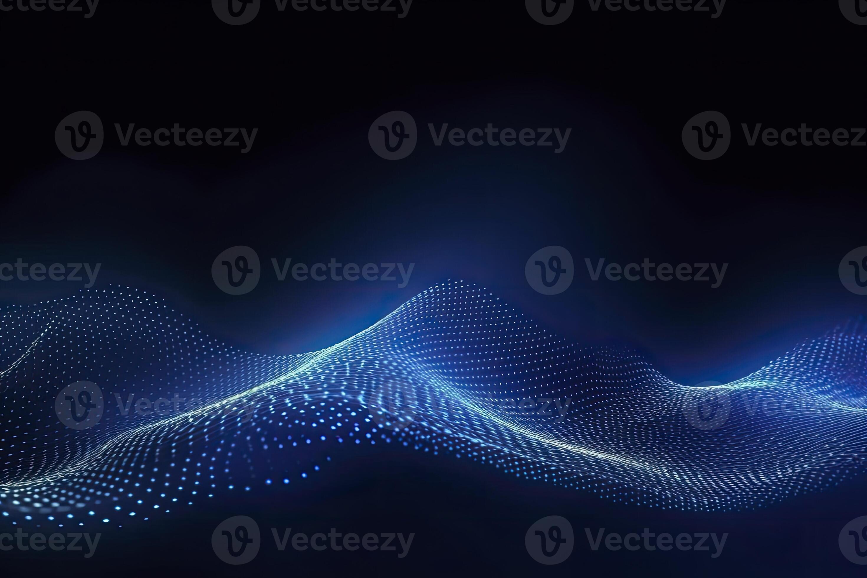 AI generated Dynamic blue particle wave. Abstract sound visualization. Digital structure of the ...