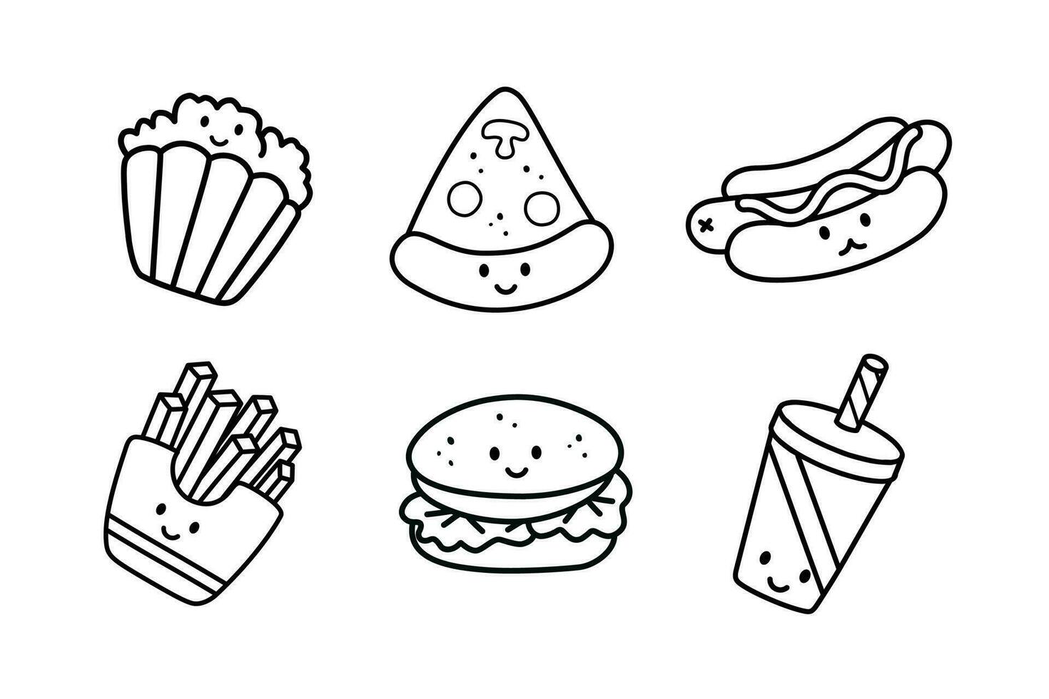 Set Junk Food Lineart isolated on a white background 35905184 Vector ... Set Junk Food Lineart isolated on a white background 35905184 Vector ...