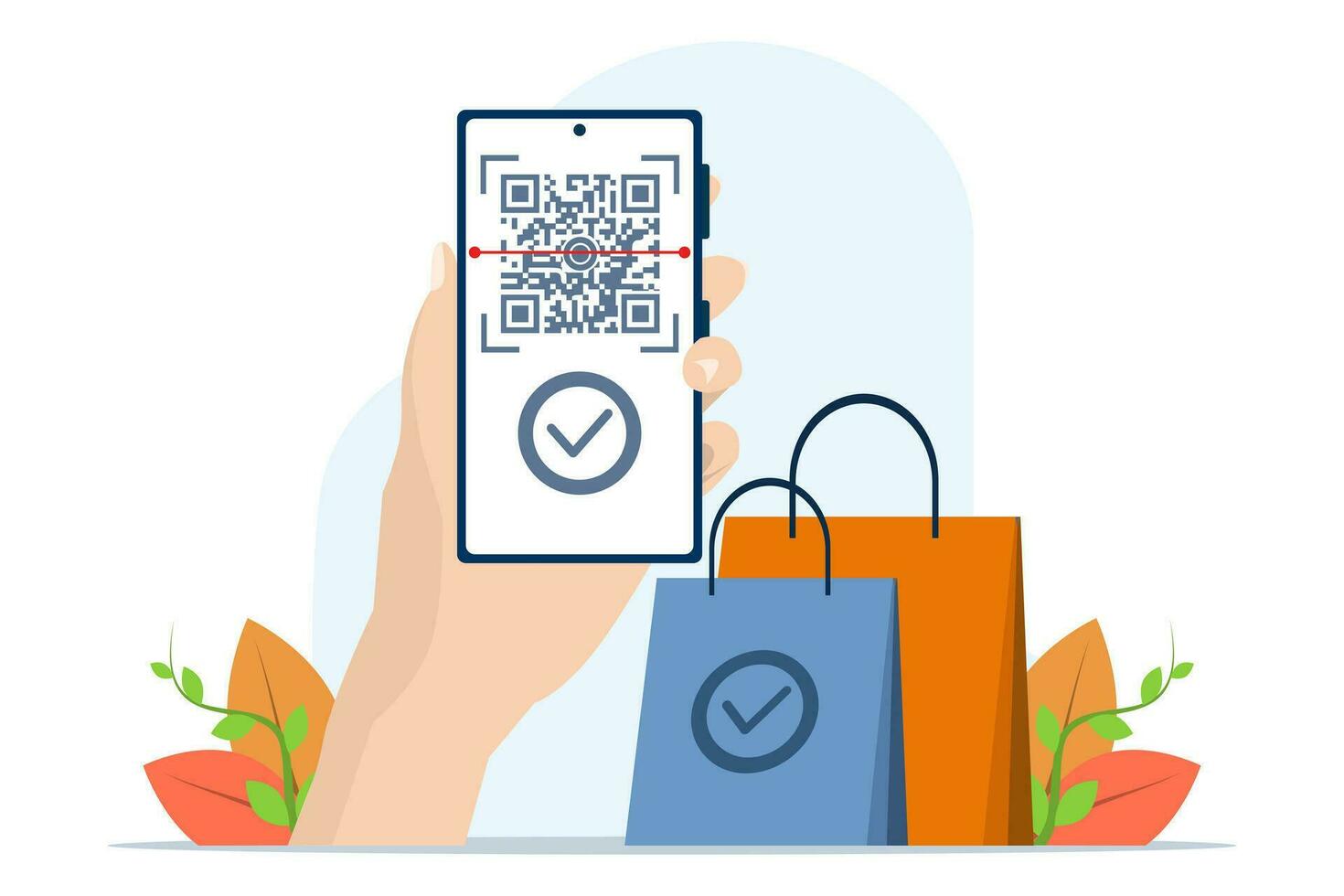 Qr Code Scanning Concept People Using Smartphone And Scanning Qr Code