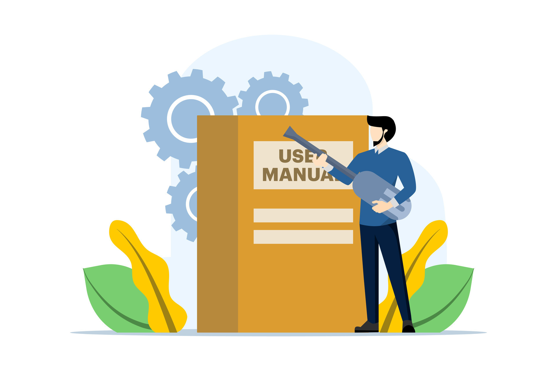 user guide concept with people, people reading operation manual ...