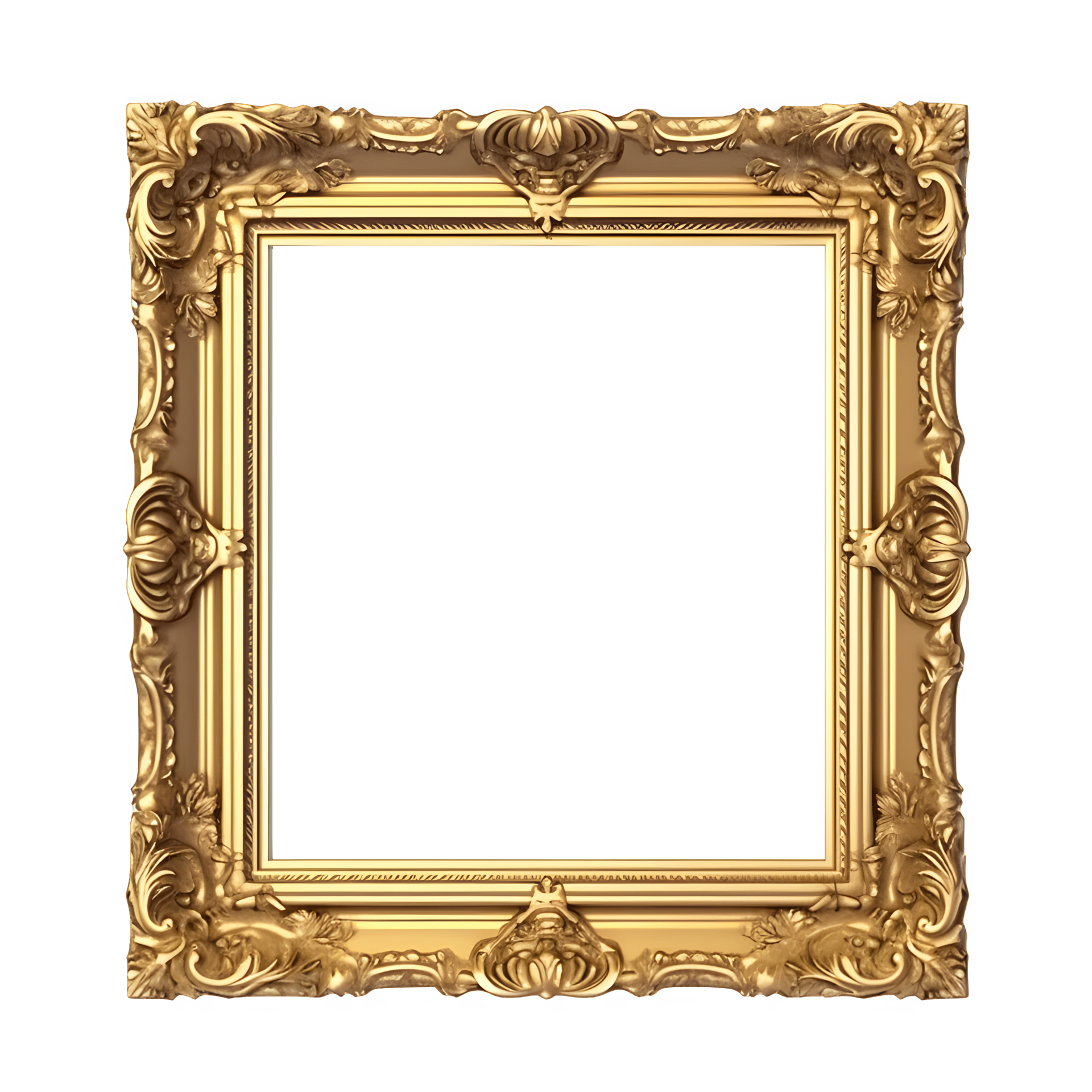 AI generated Luxurious Gold Square Frame with Ornate Details on transparent Background 35906605 PNG