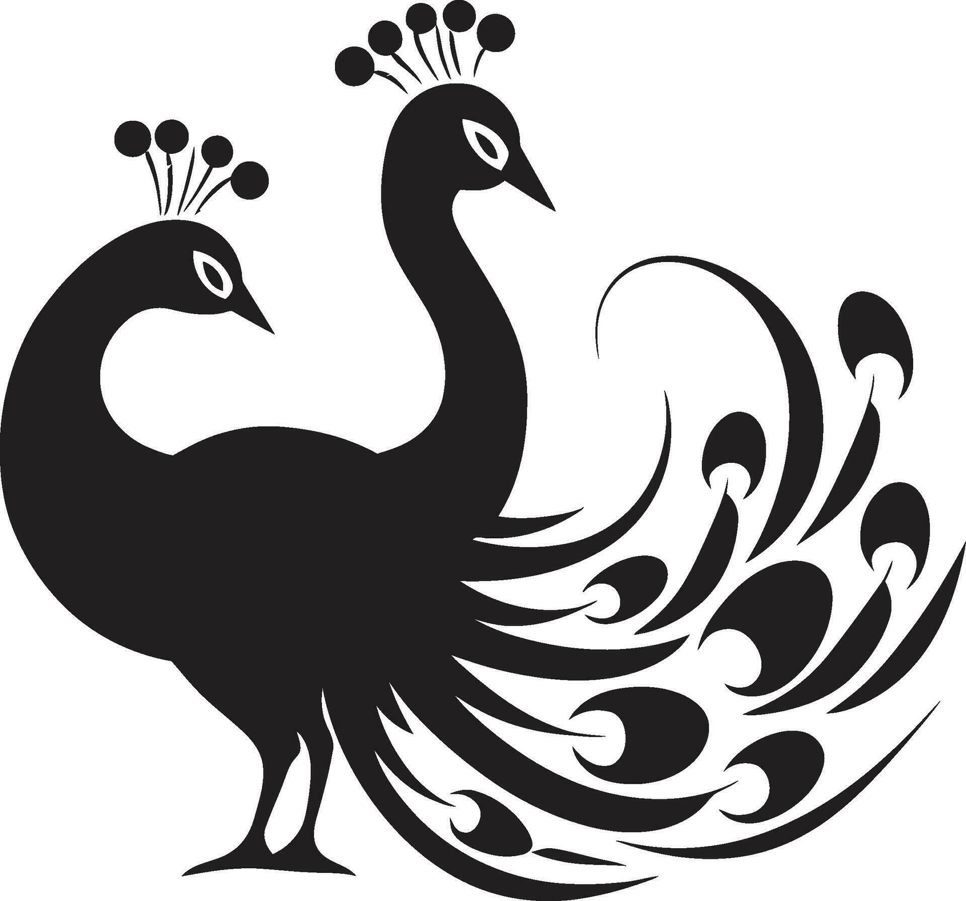 Chromatic Cascade Peacock Icon Vector Radiant Ruffles Peacock Logo