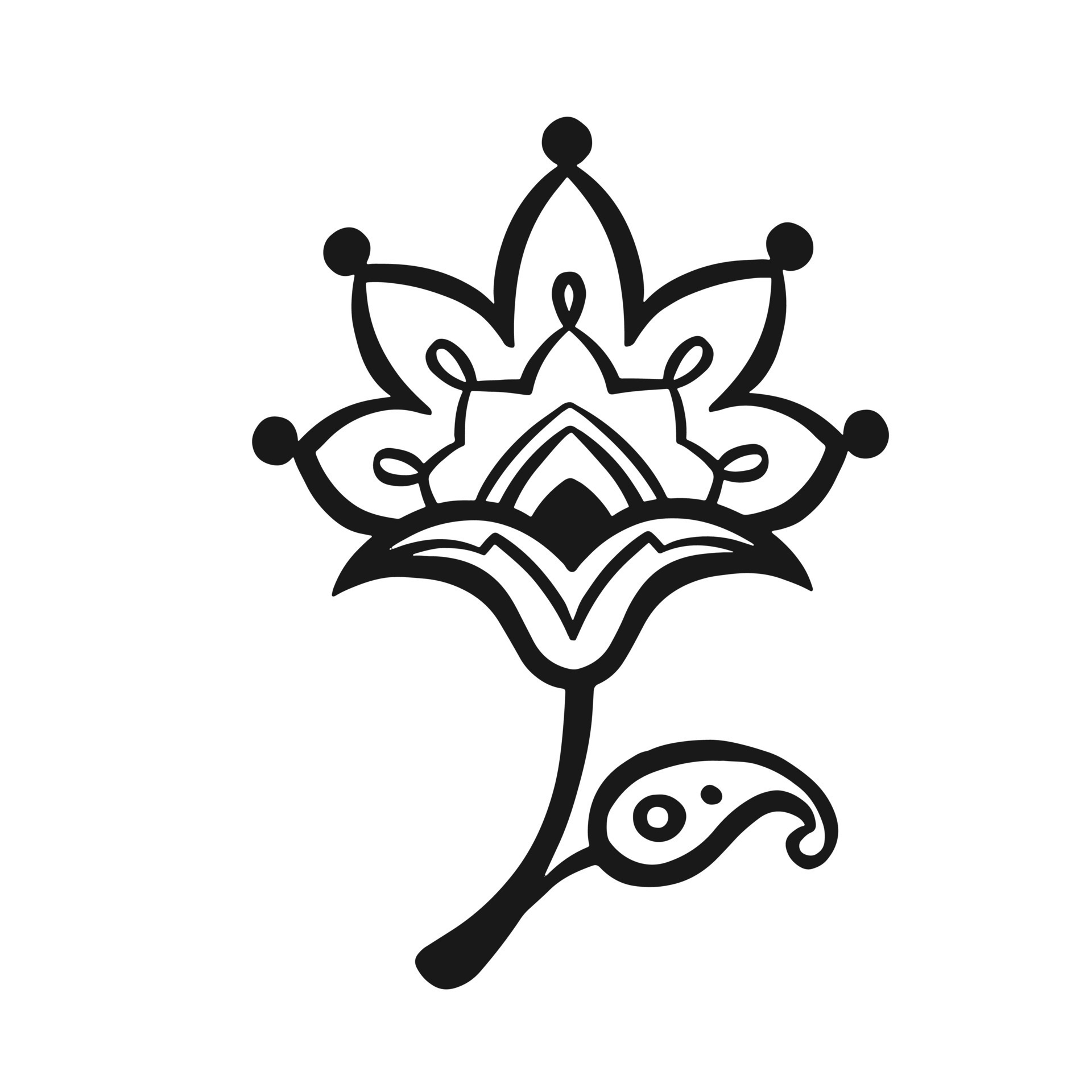 ethnically stylized linear outline of Borago flower, vector without ...