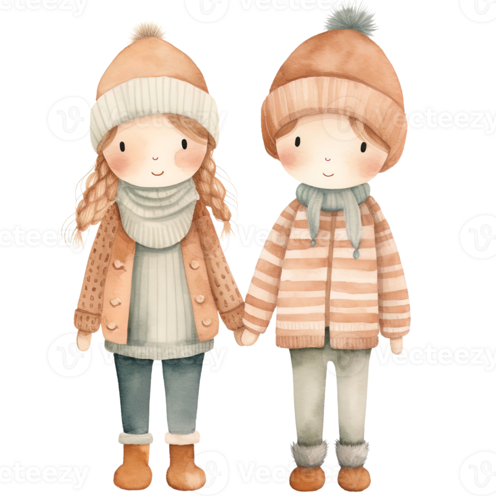 Ai Generated Cute Holiday Couple Christmas Clipart In Whimsical