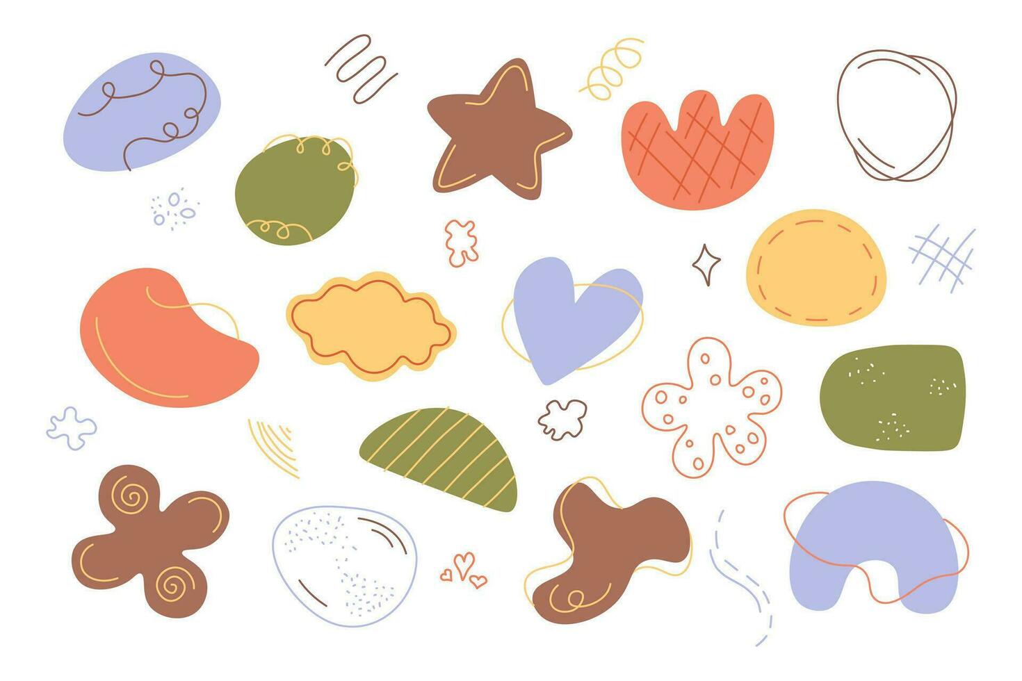 Abstract Shapes Vector Hand Drawn Elements Set Trendy Abstraction Minimalist Objects In Boho