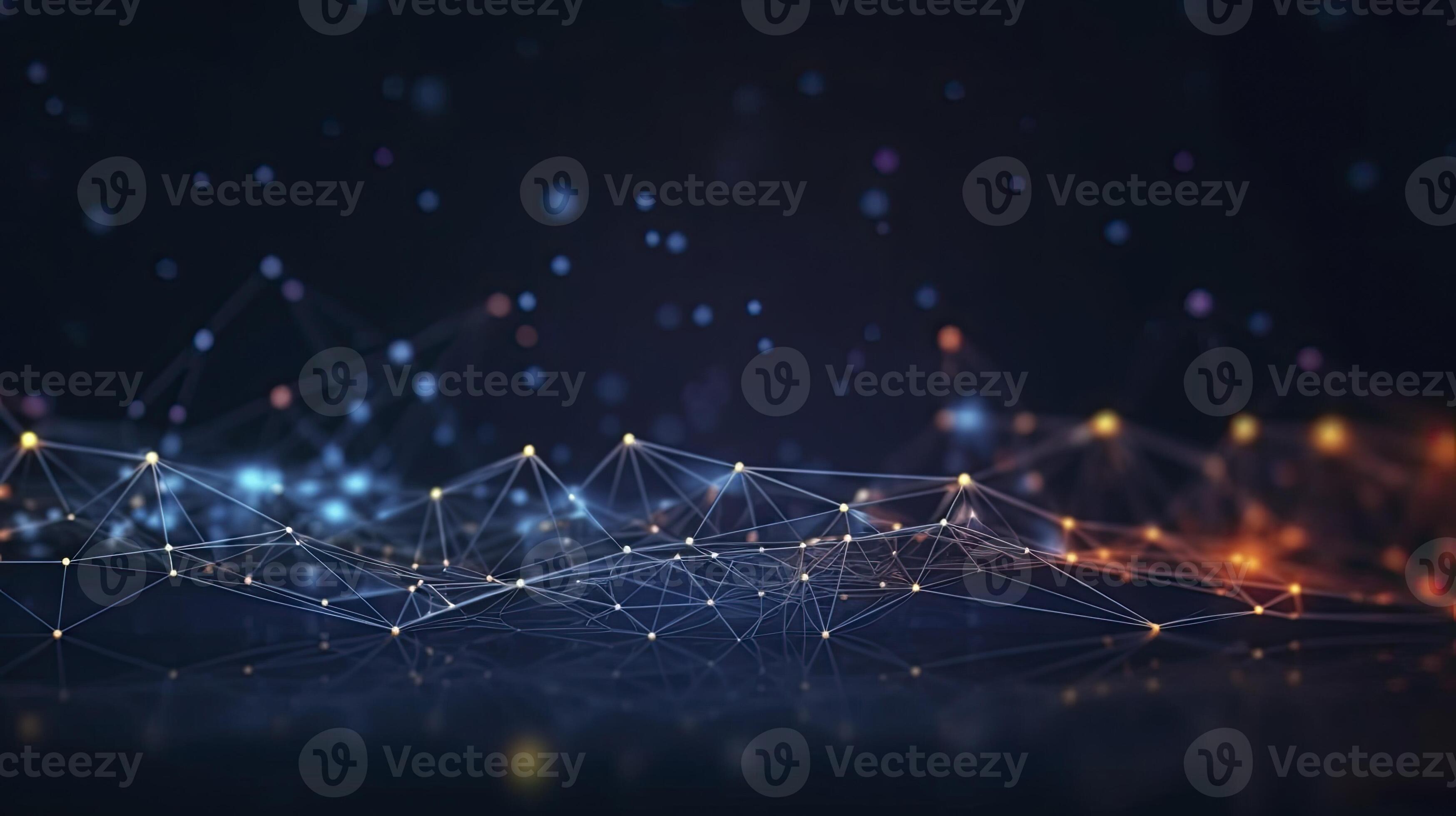 Ai Generated Abstract Connected Dots And Lines Motion Of Digital Data Flow Ai Generated