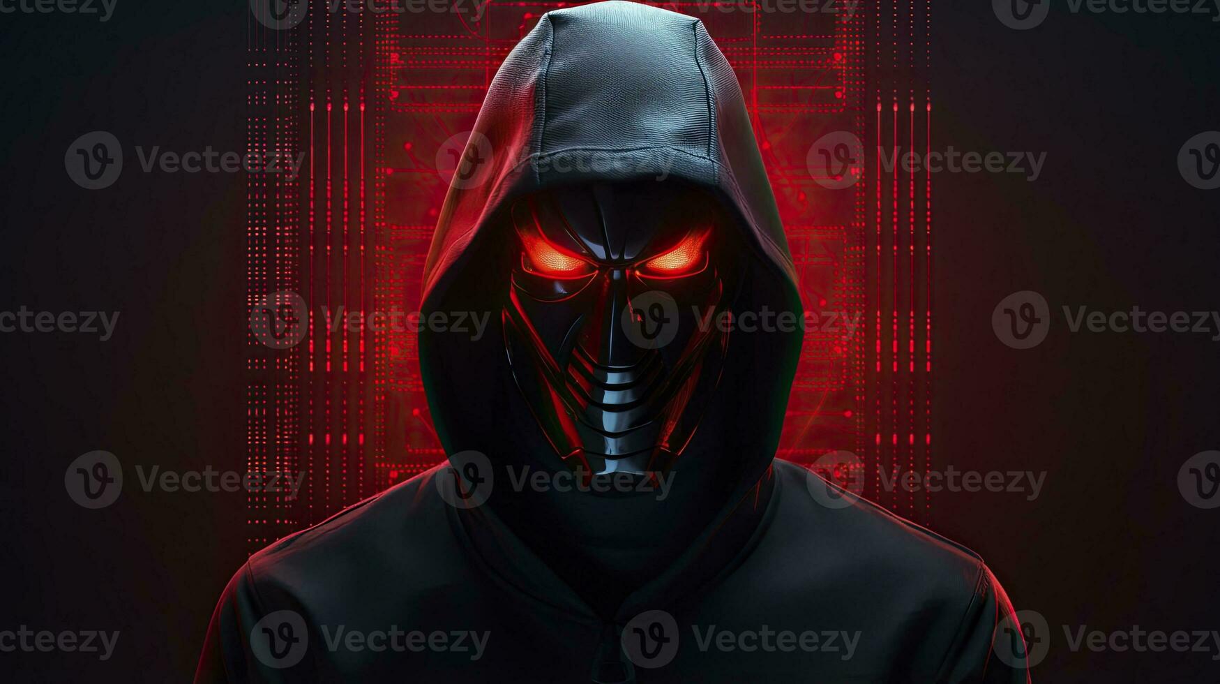 AI generated Binary Intrigue. Anonymous robotic hacker. Concept of ...