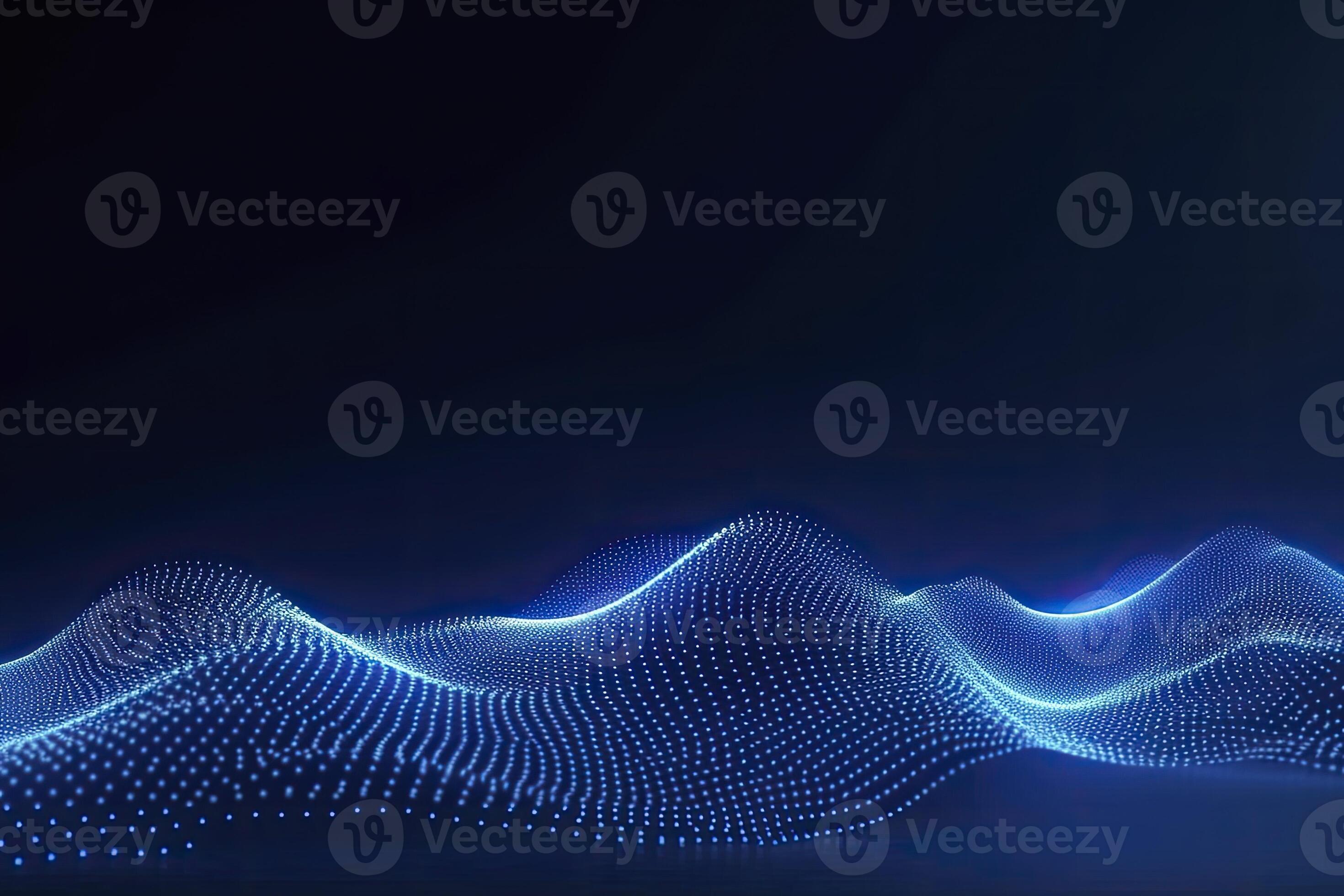 AI generated Dynamic blue particle wave. Abstract sound visualization. Digital structure of the ...