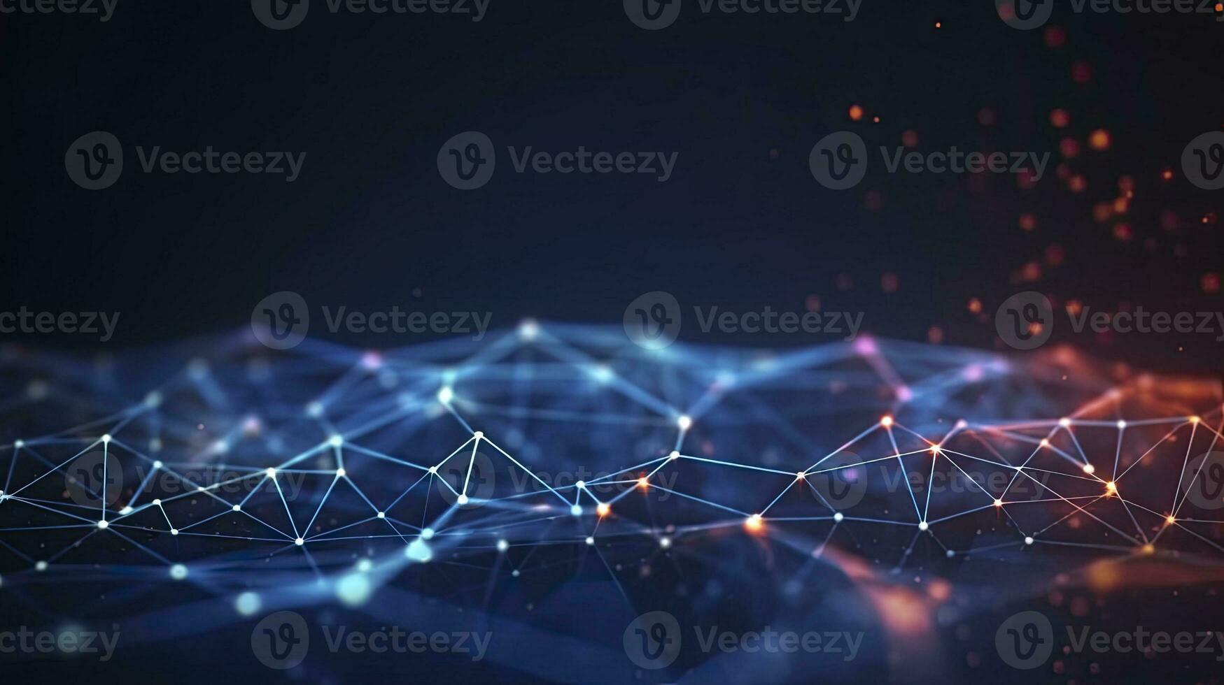 AI generated Abstract connected dots and lines. Motion of digital data flow. AI Generated ...