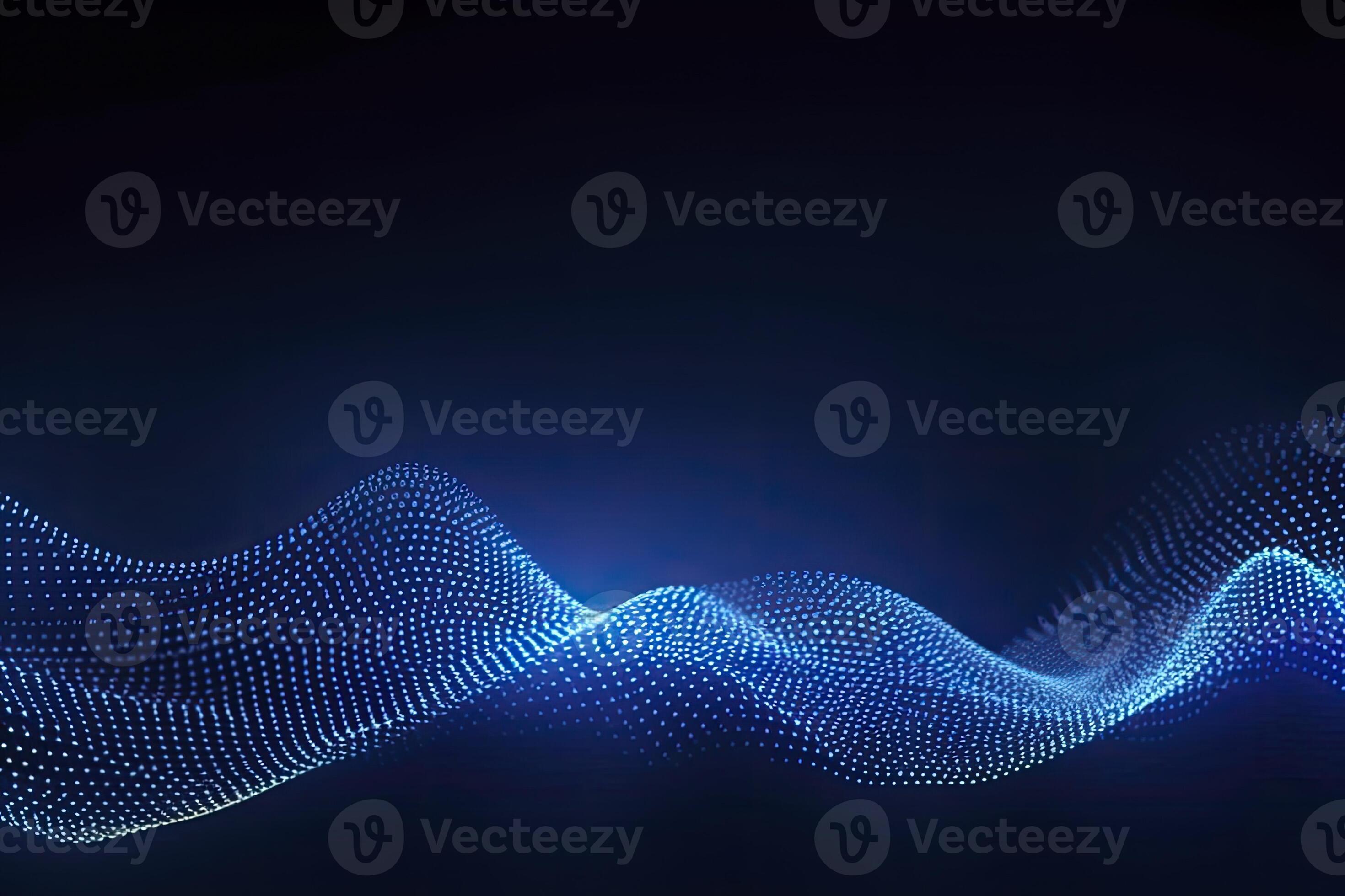 AI generated Dynamic blue particle wave. Abstract sound visualization. Digital structure of the ...