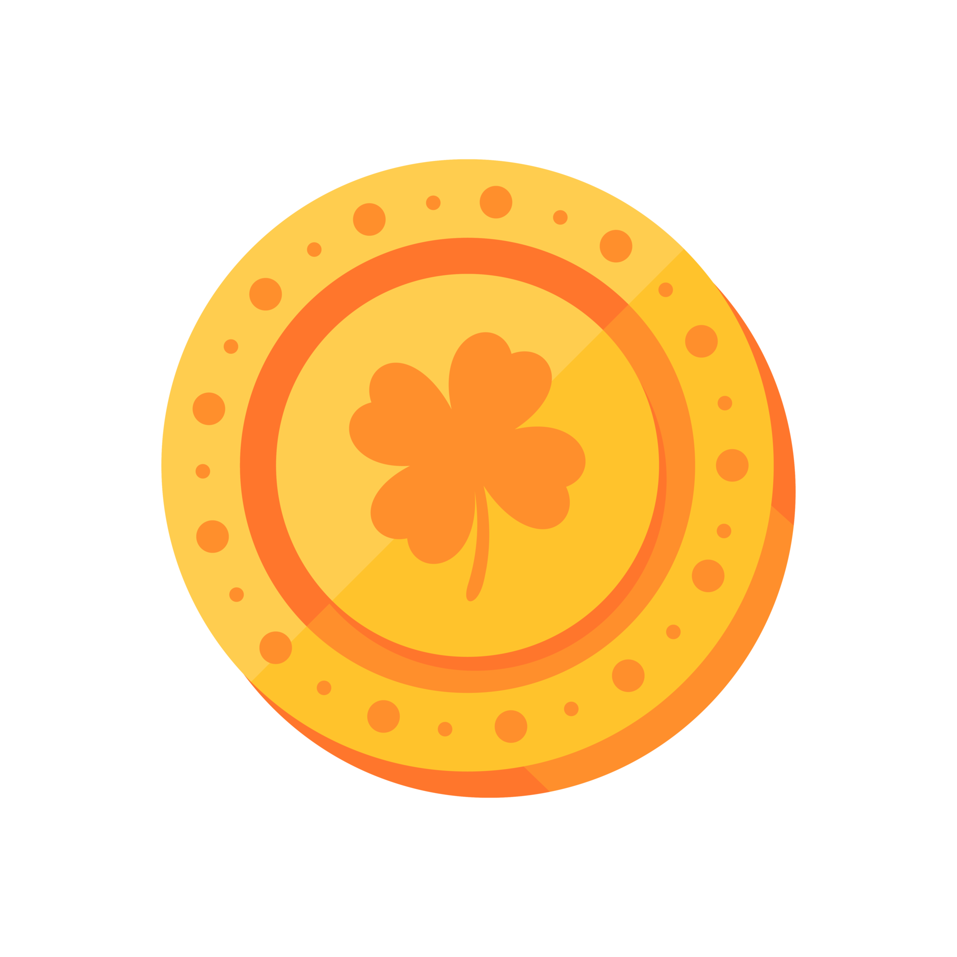 Gold Coin With Four Leaf Clover Symbol Amulet For Good Luck In gold-coin-with-four-leaf-clover-symbol-amulet-for-good-luck-in