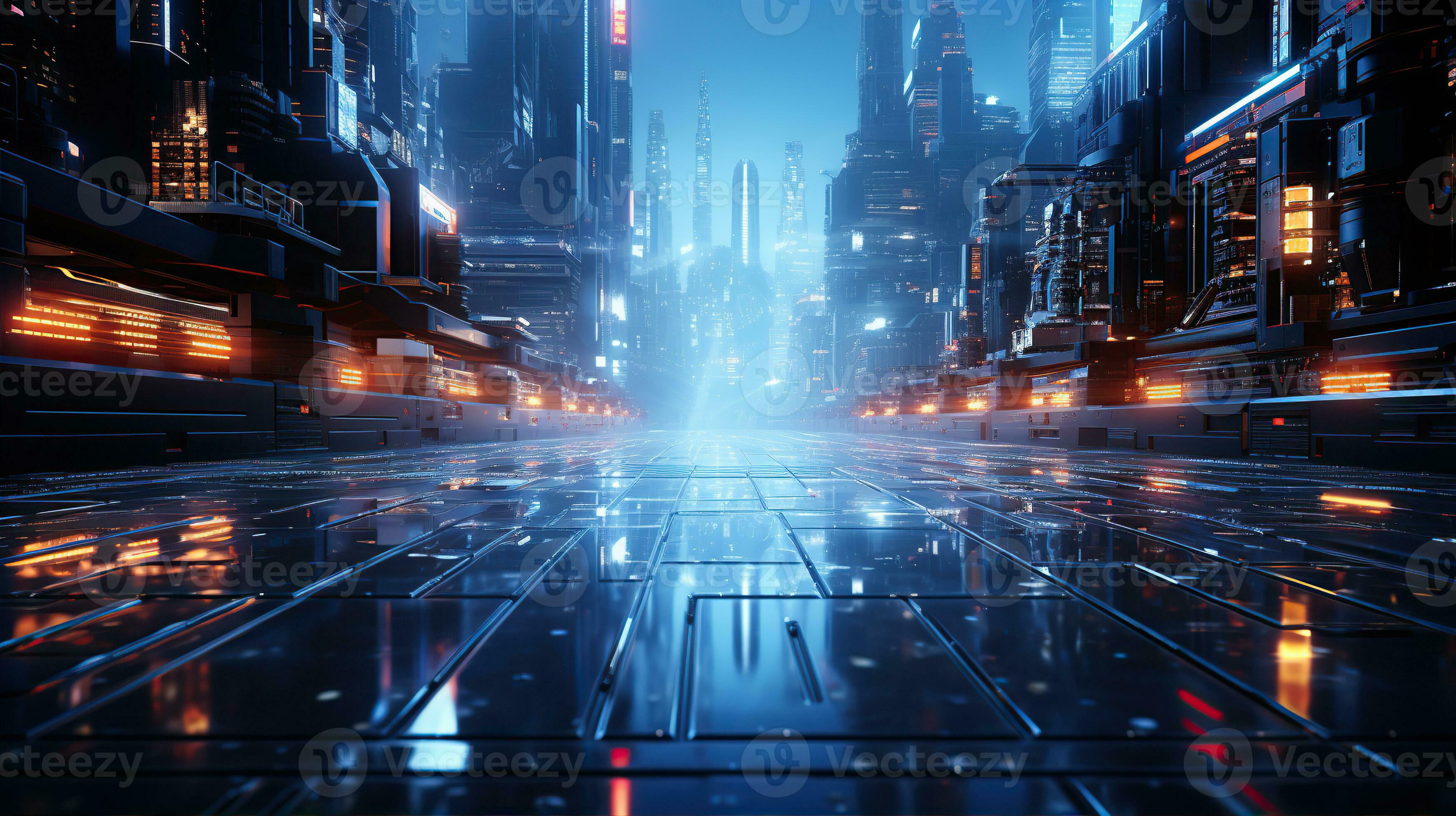 AI generated Futuristic Background. Metallic surface with neon accents ...