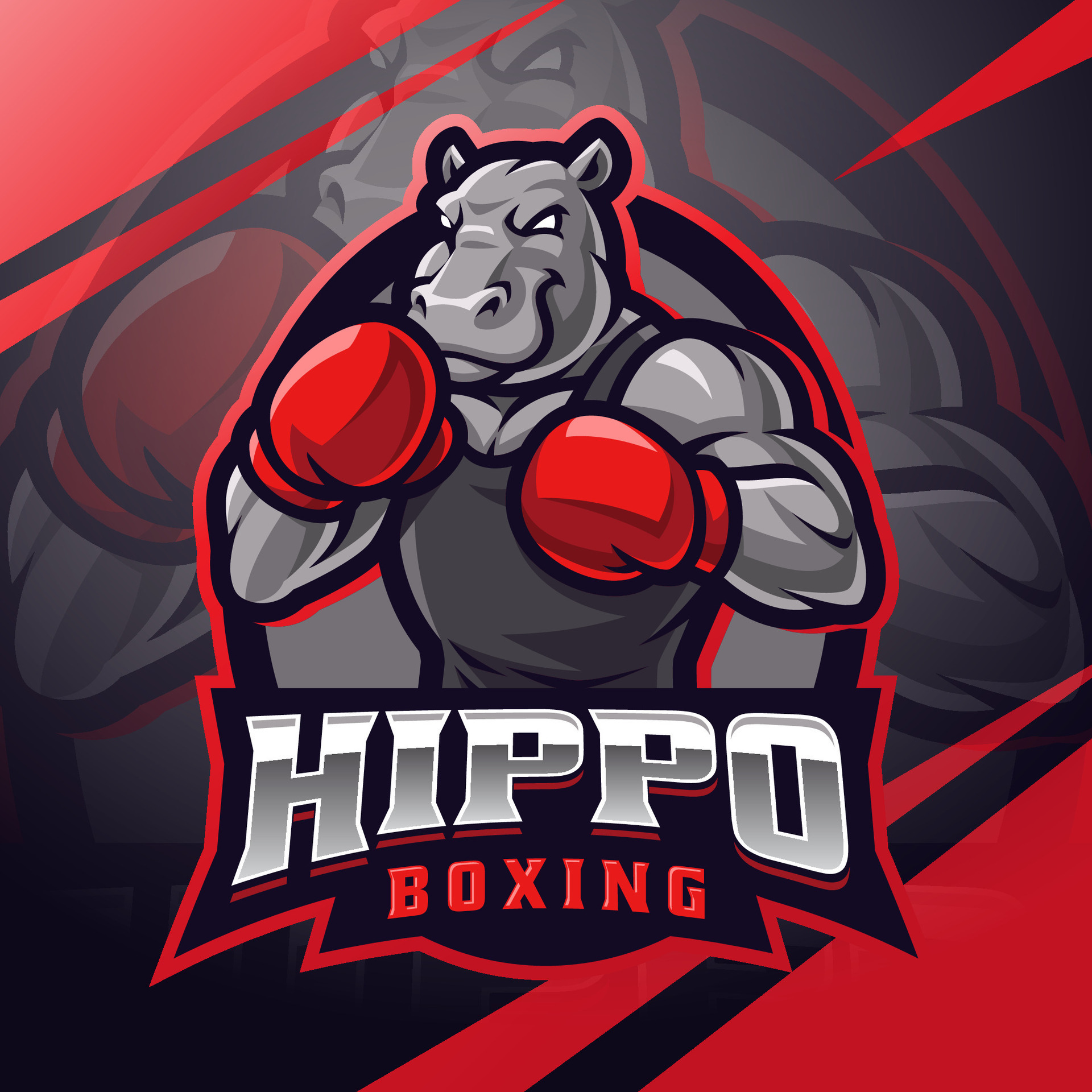 Hippo Boxing Esport Mascot Logo Design 35926512 Vector Art At Vecteezy