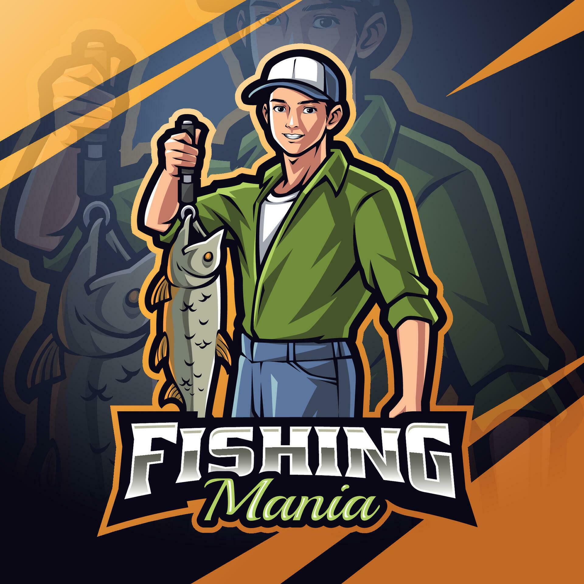 Fishing mania esport mascot logo 35926517 Vector Art at Vecteezy