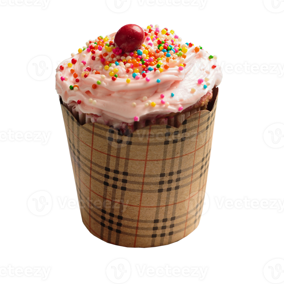 Cupcake With Round Candy Topping And Colorful Sprinkles 35930294 Png