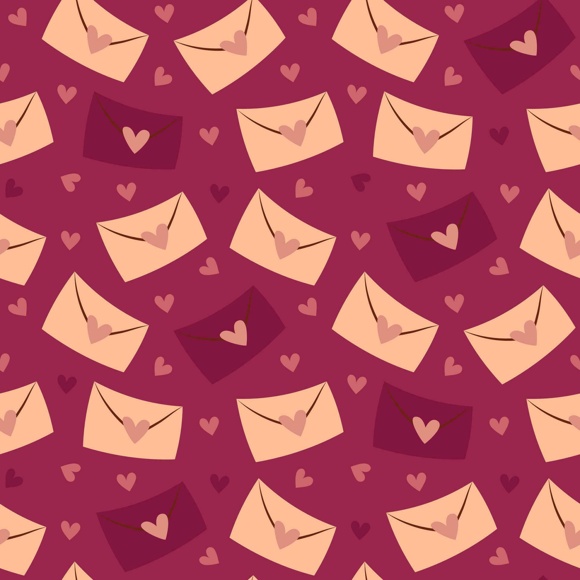 Hand draw Valentine's Day pattern envelopes with heart isolated on ...