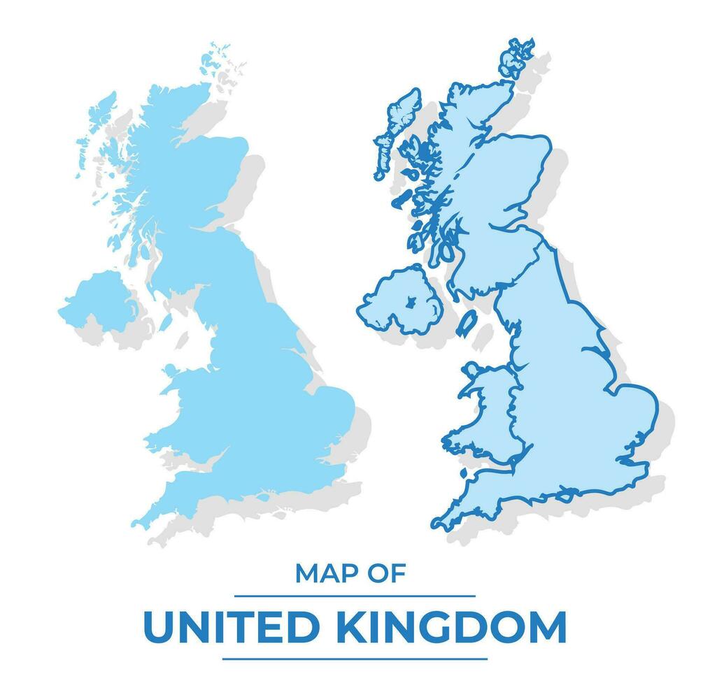 Vector Britain map set simple flat and outline style illustration ...