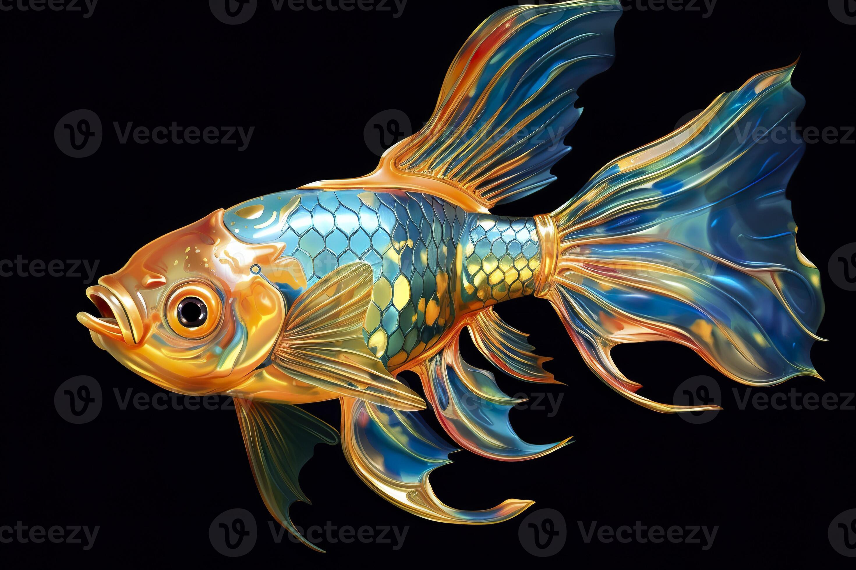 AI generated 3d rendering. fish on black background. Generative AI ...