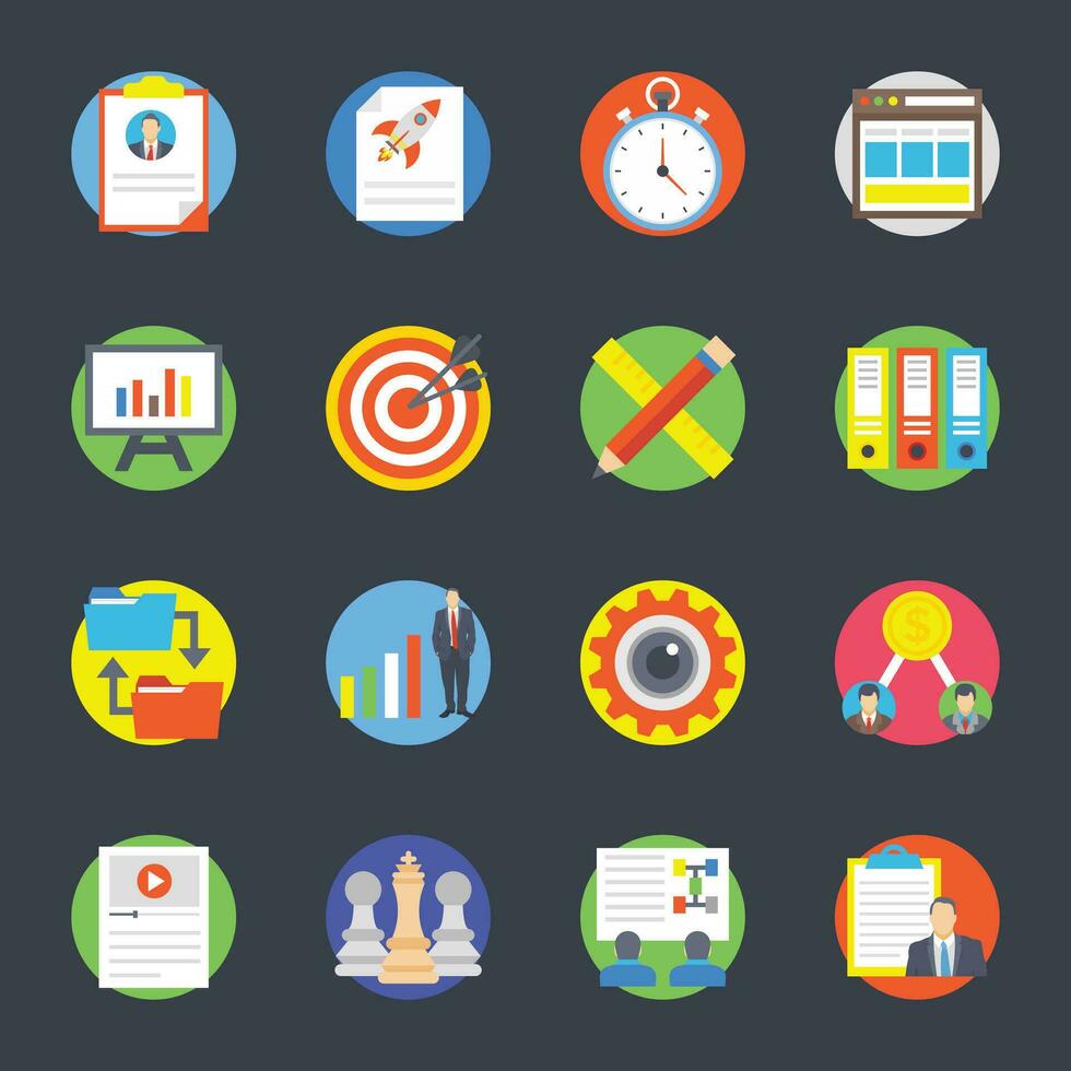 Flat Vector Icons of Office Management 35935996 Vector Art at Vecteezy