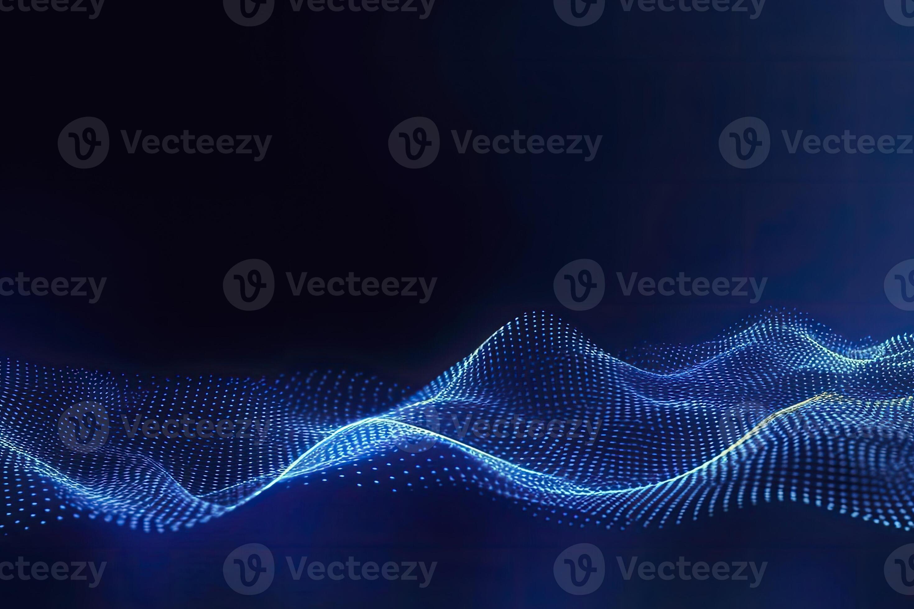 AI generated Dynamic blue particle wave. Abstract sound visualization. Digital structure of the ...