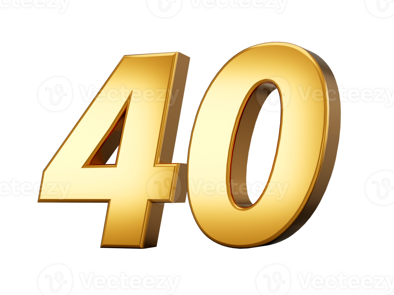 Golden metallic Number 40 forty, 3d illustration 35940929 PNG