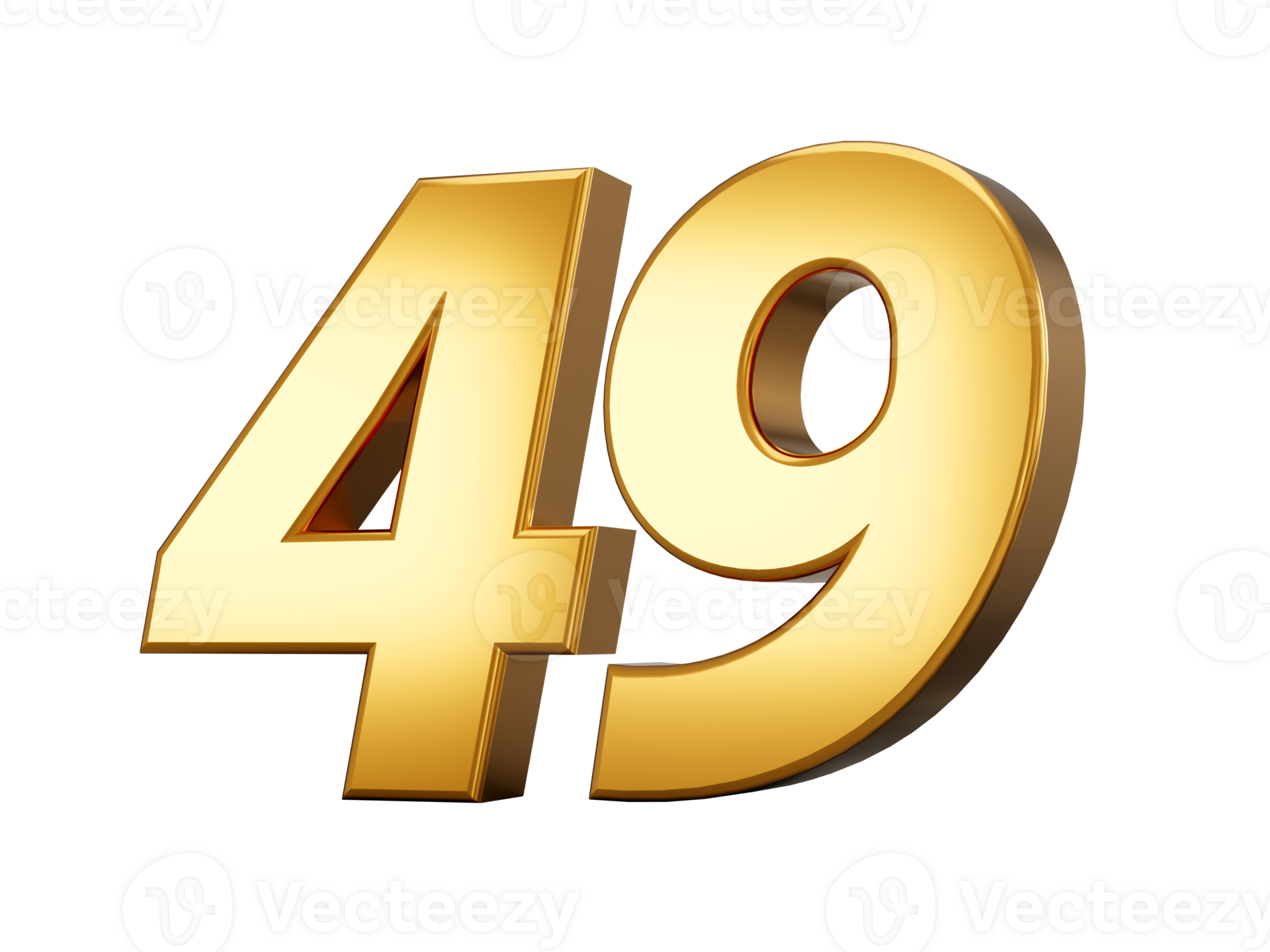 Golden metallic Number 49 forty nine, 3d illustration 35941085 PNG
