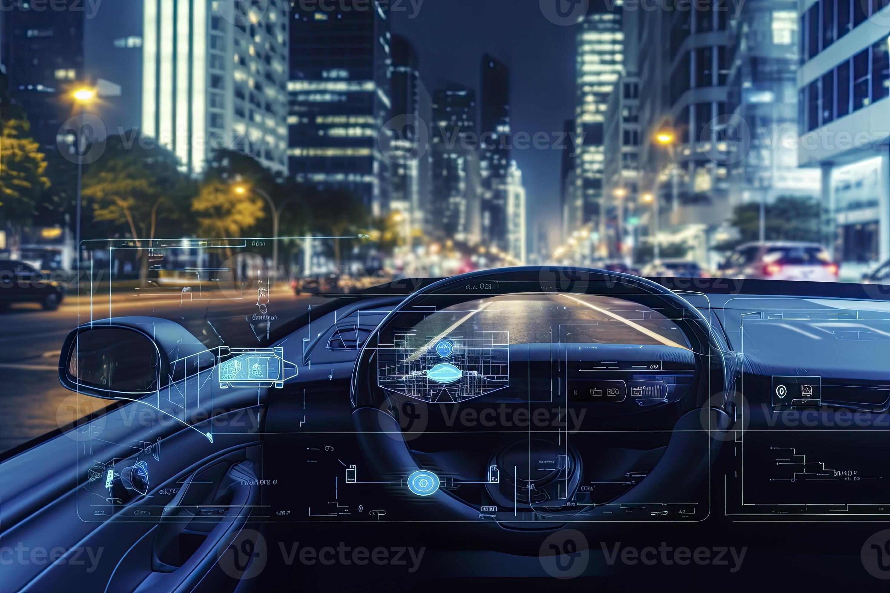 Ai Generated Modern Smart Car Technology Intelligent System Using Heads Up Display Hud