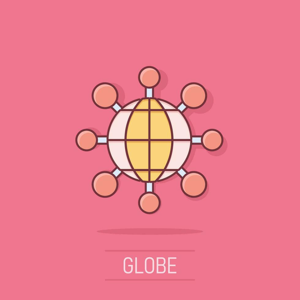 Vector cartoon sharing globe icon in comic style. Digital connect ... Vector cartoon sharing globe icon in comic style. Digital connect ...