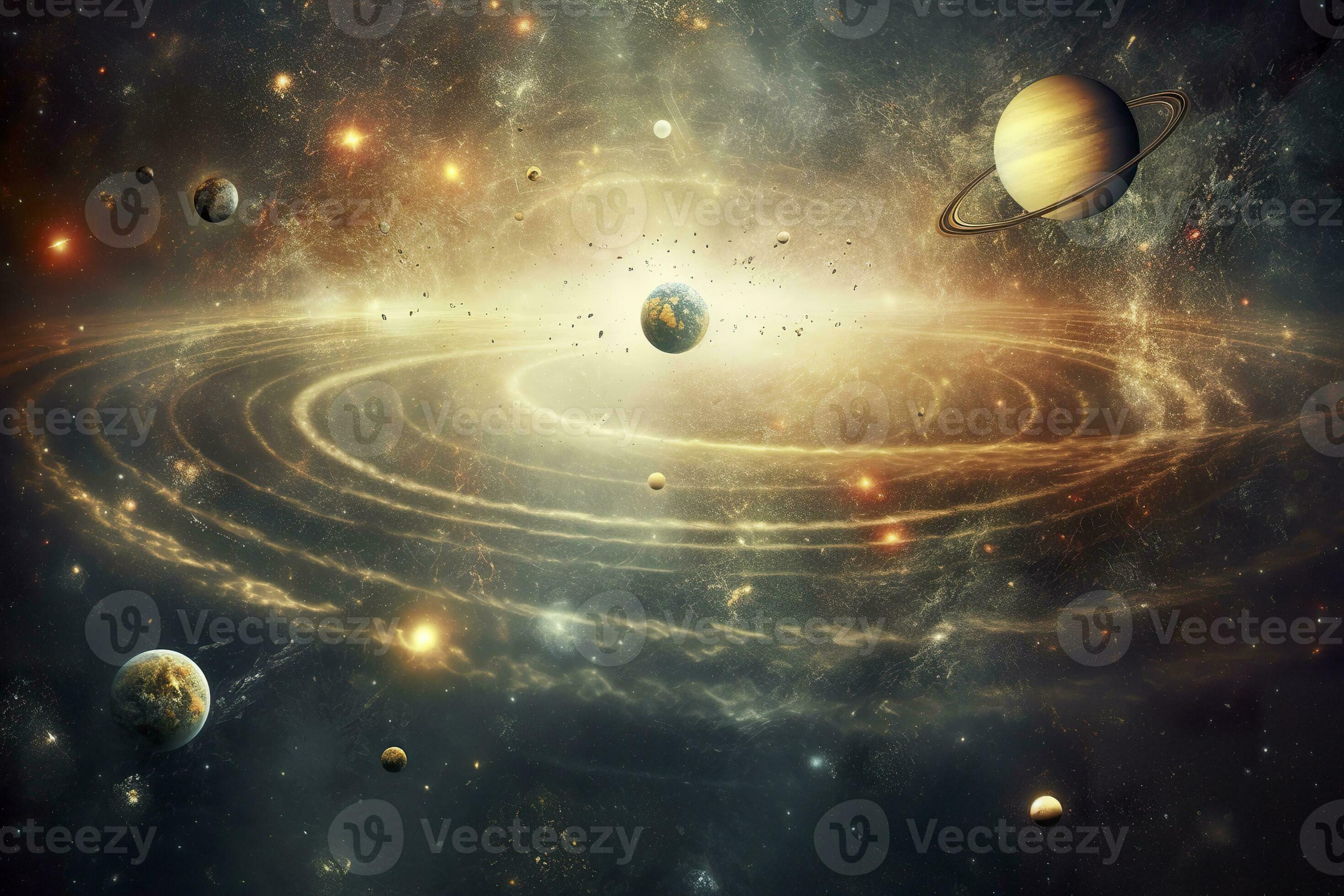 Ai Generated Our 3d Solar System With Planets In Orbits Path Ai