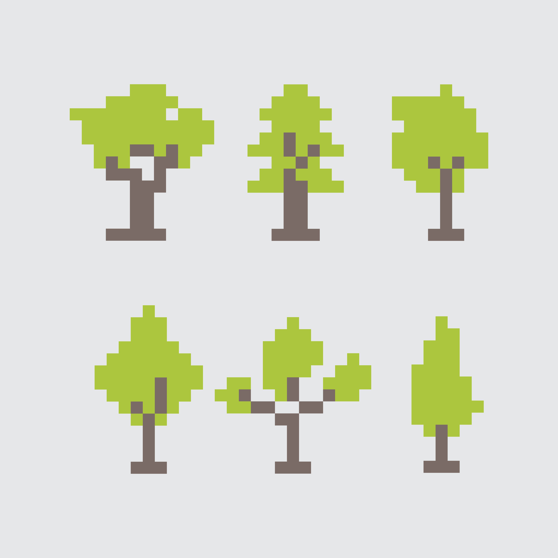pixel trees set of trees pixel art illustration 35956056 Vector Art at Vecteezy