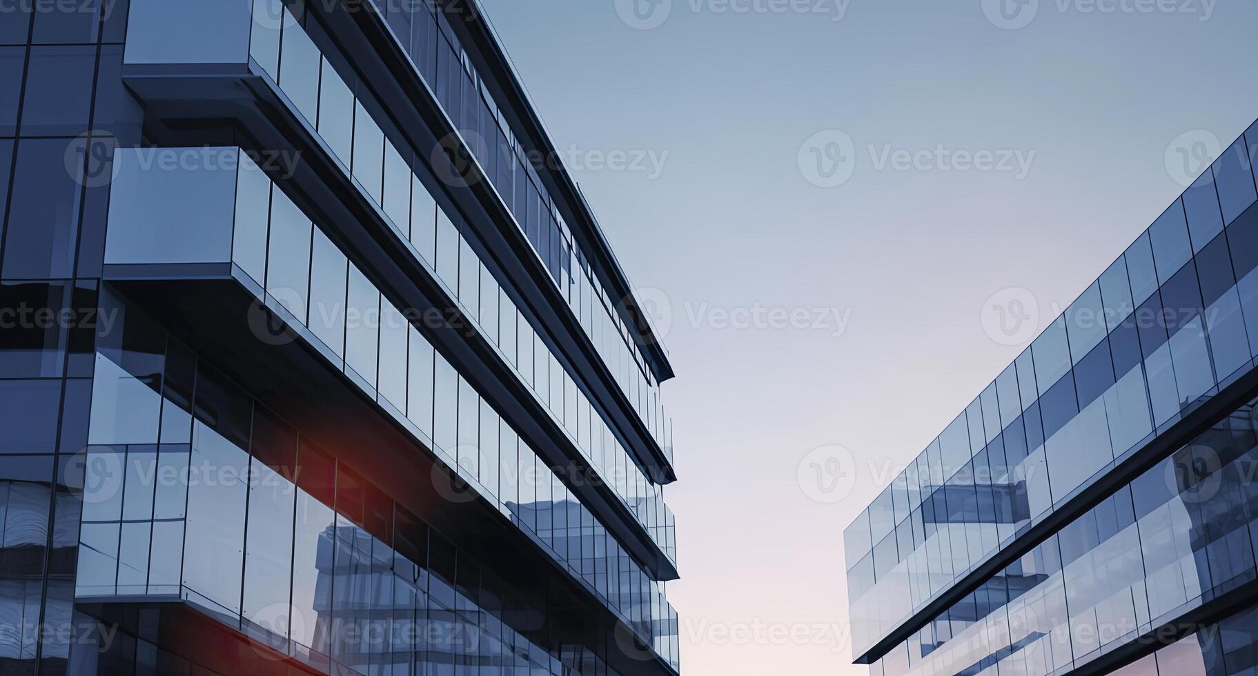 AI generated Two modern buildings with glass windows. Architecture ...