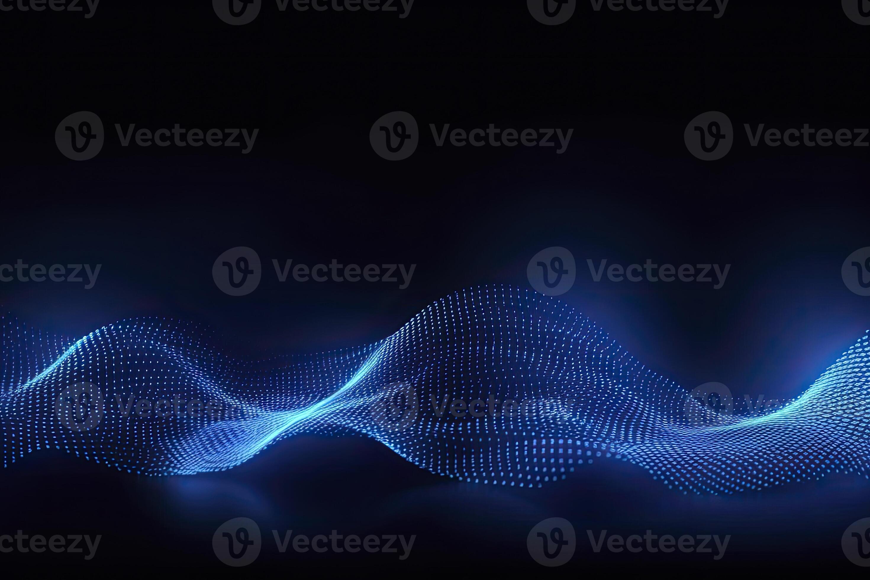 AI generated Dynamic blue particle wave. Abstract sound visualization. Digital structure of the ...