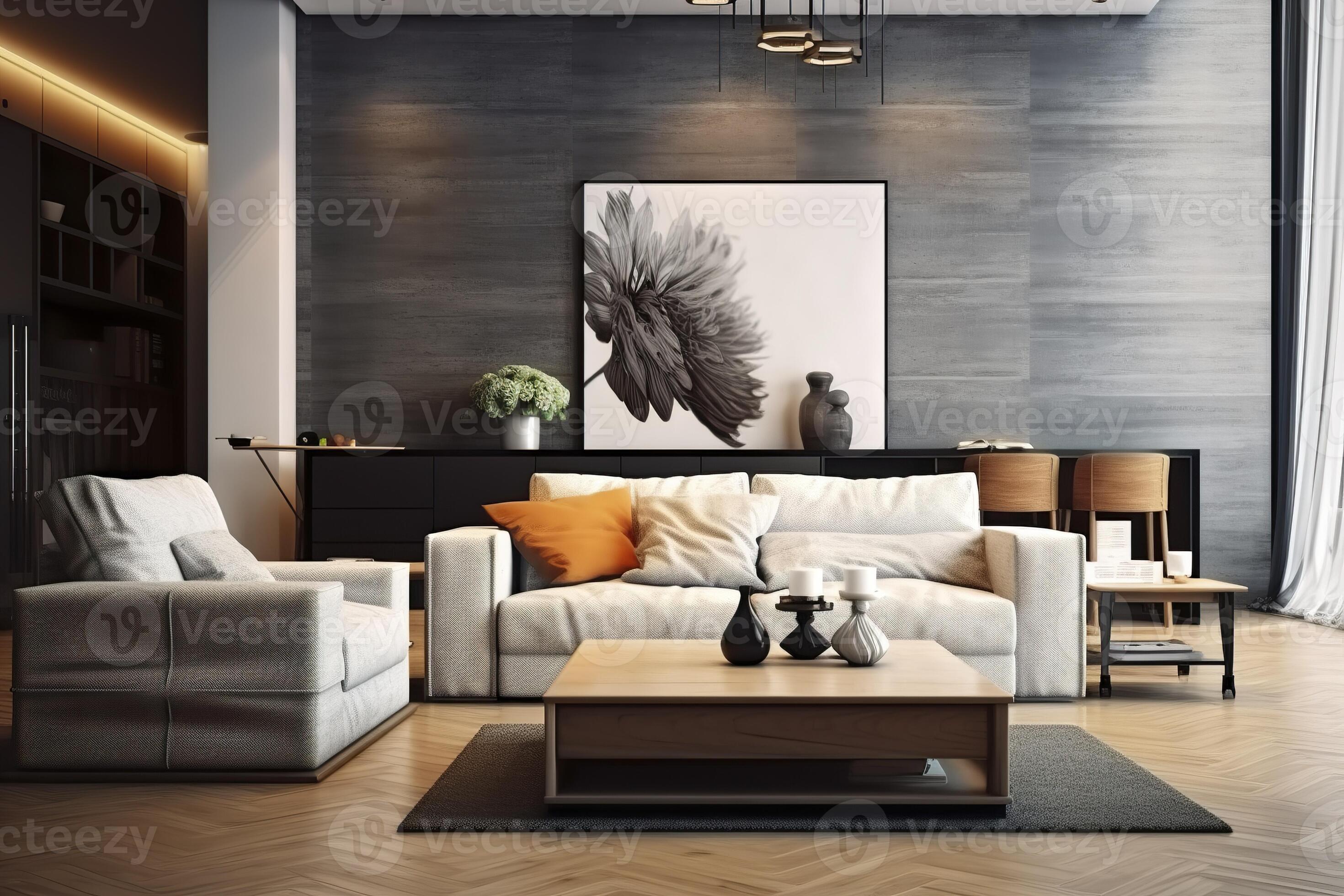 AI generated Modern living room with sofa and furniture. AI Generated ...