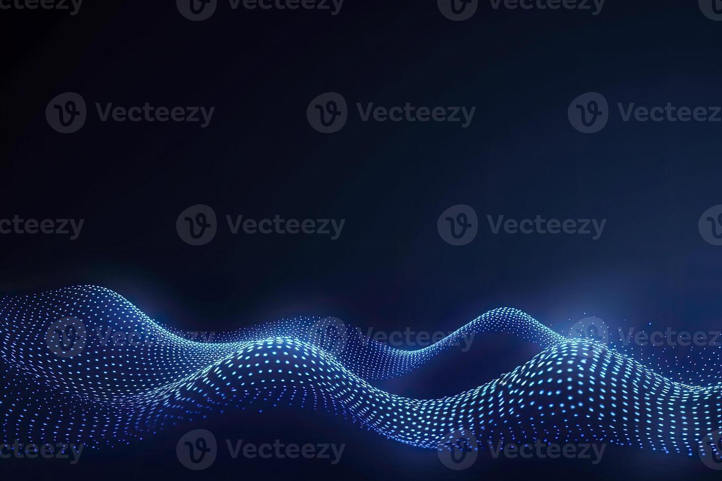 AI generated Dynamic blue particle wave. Abstract sound visualization. Digital structure of the ...