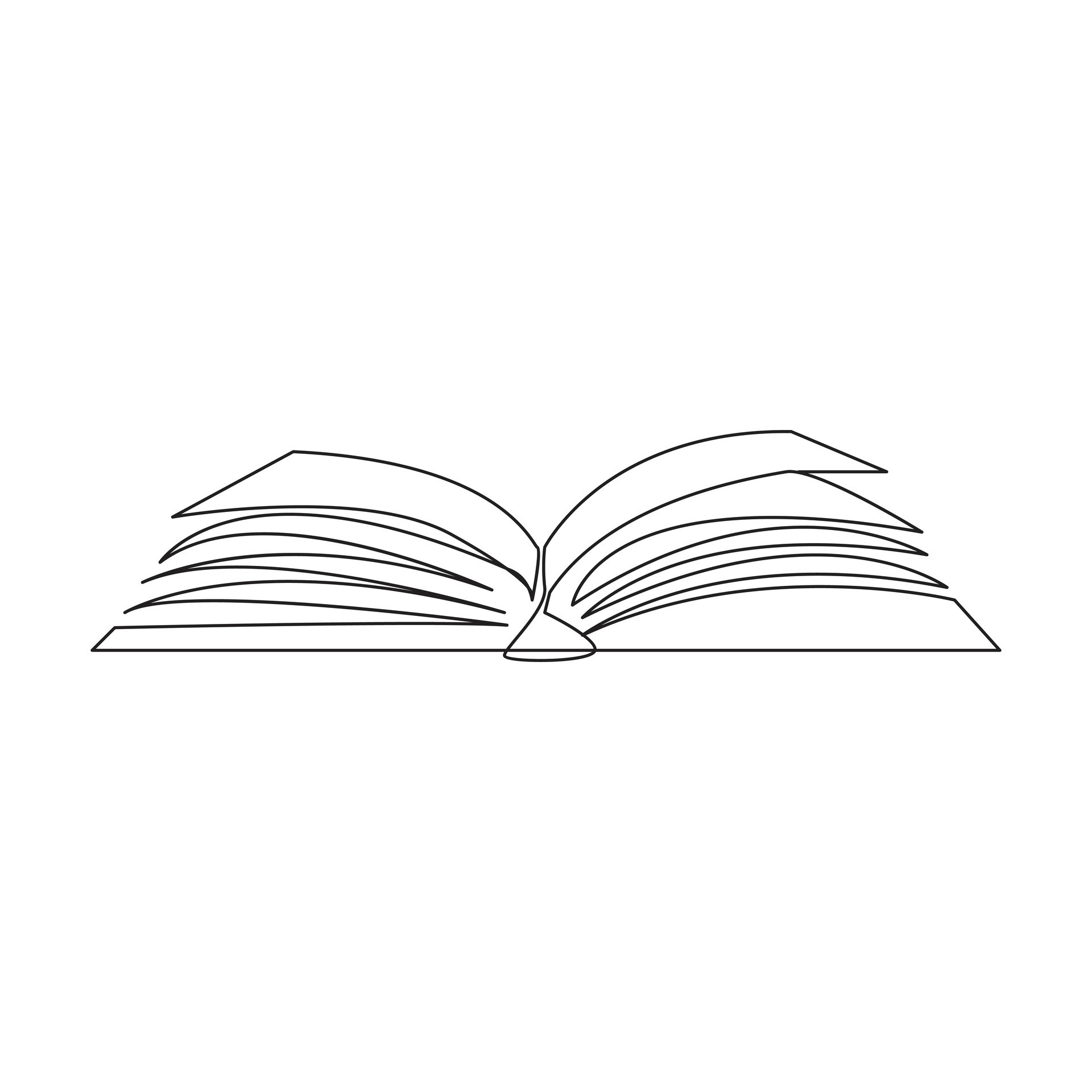 book continuous one line drawing. open book with flying pages. Vector ...
