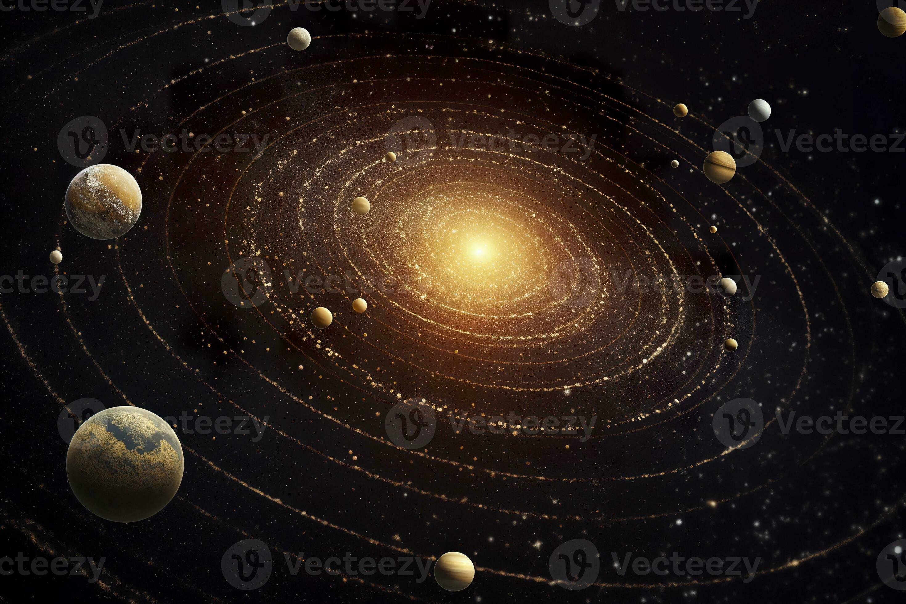 Ai Generated Our 3d Solar System With Planets In Orbits Path Ai