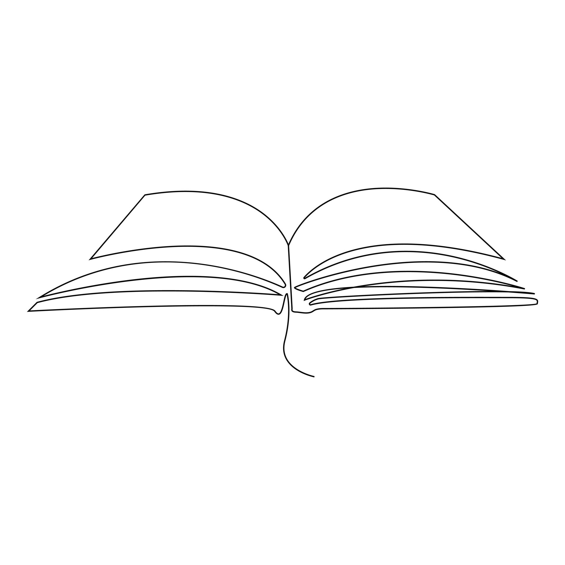 book continuous one line drawing. open book with flying pages. Vector ...