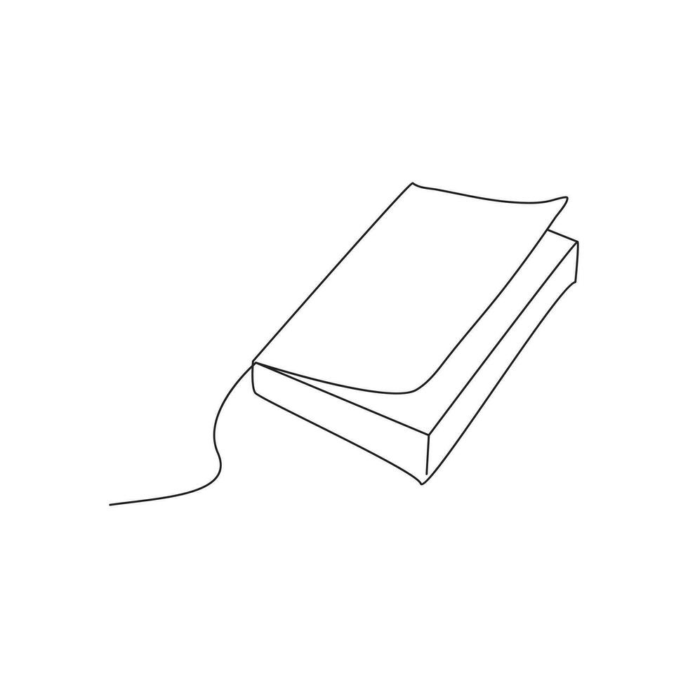 book continuous one line drawing. open book with flying pages. Vector ...
