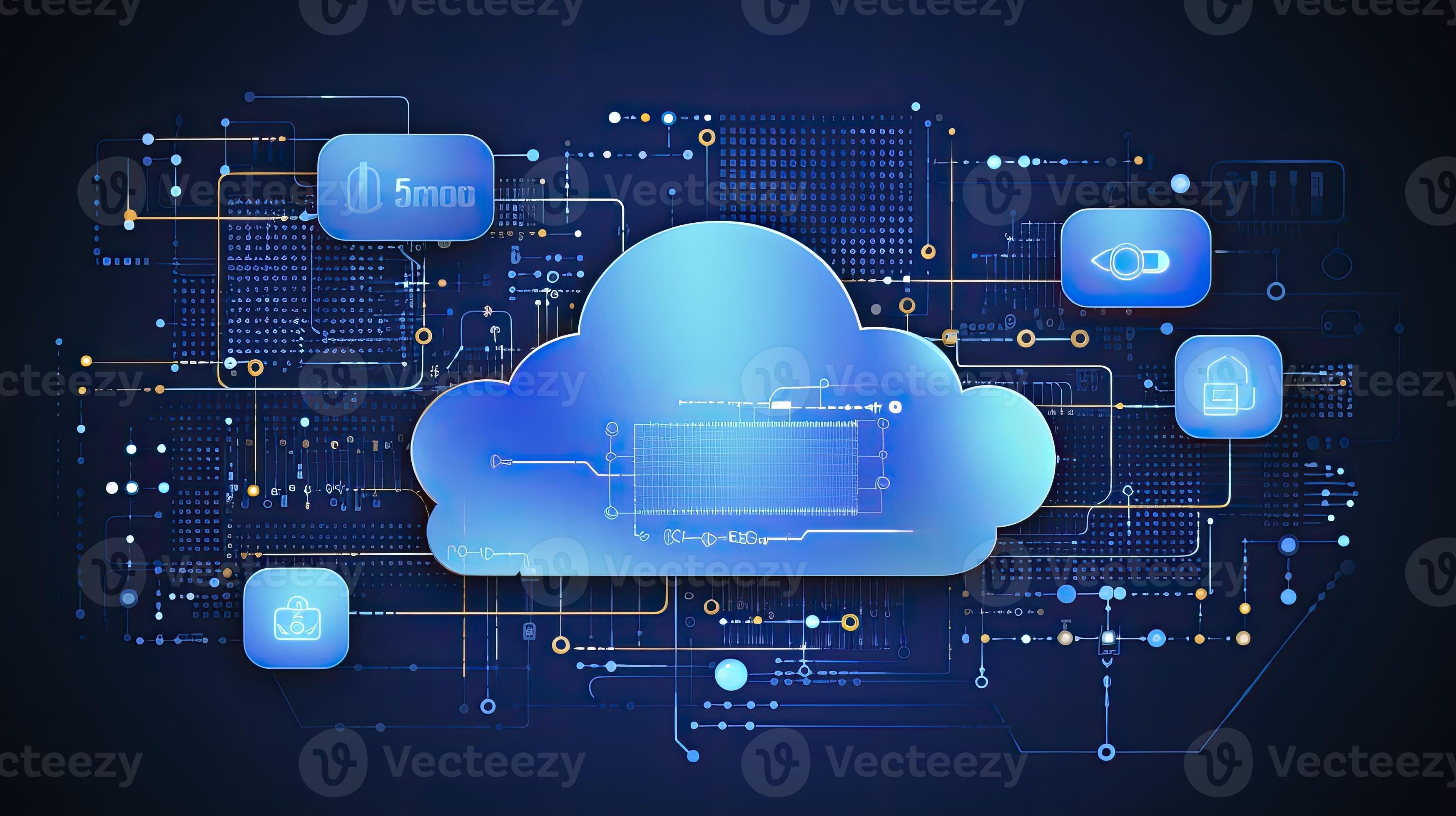 AI generated Abstract cloud computing technology concept. Generative AI ...