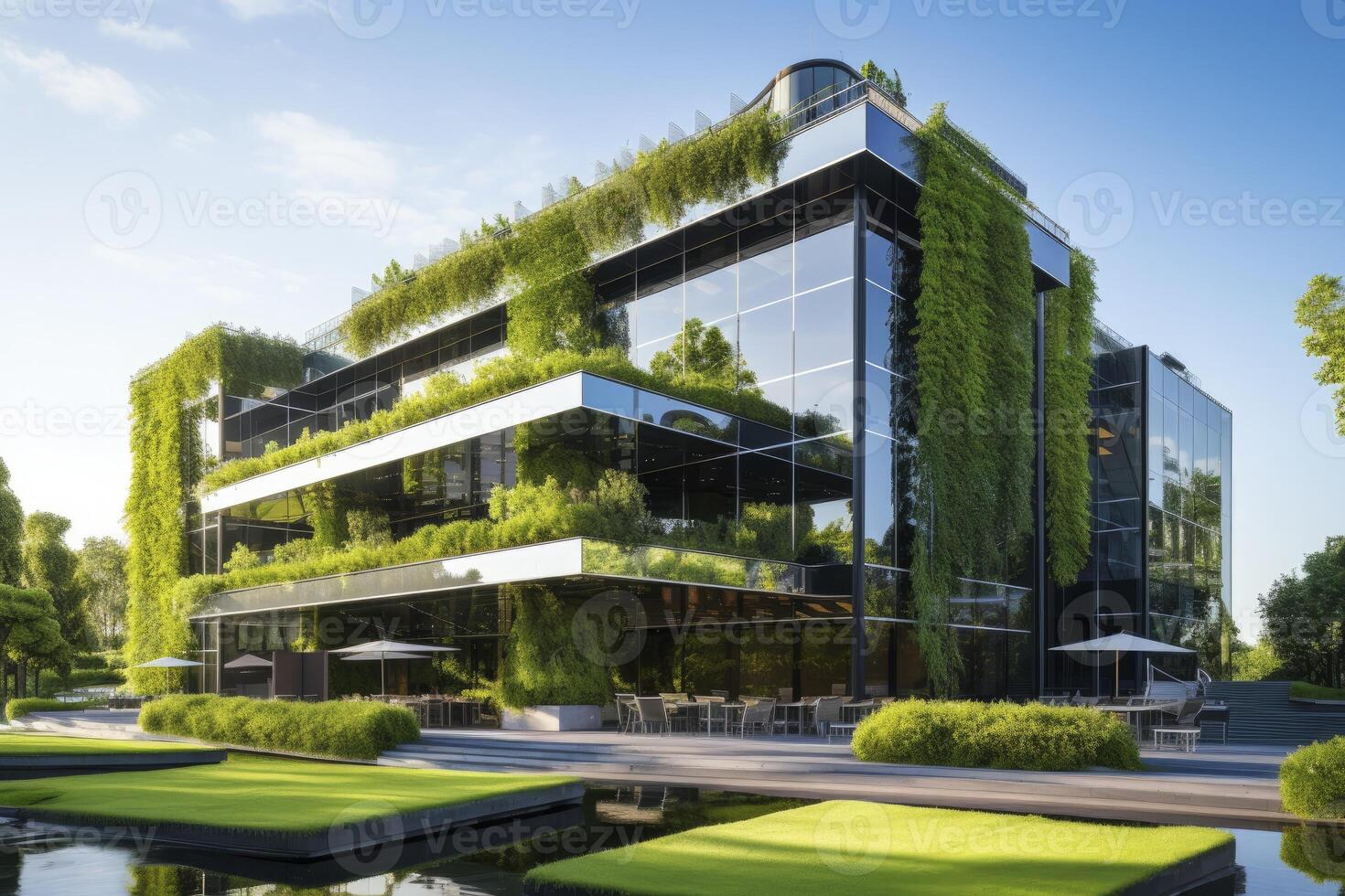 AI generated Office building with green environment. AI Generated ...
