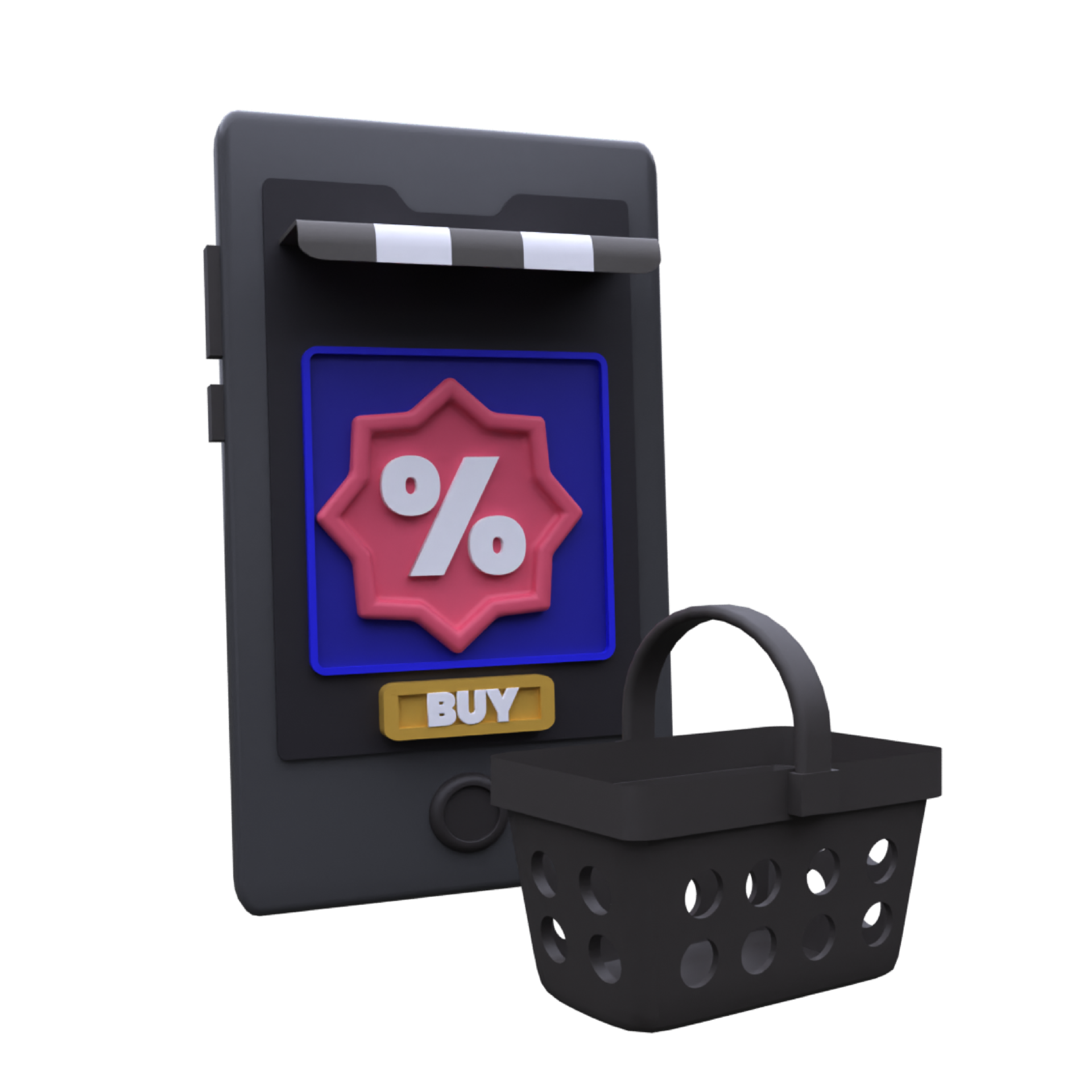 Unique 3d Render Black E Commerce Store Icon Illustrationrealistic Vector Illustration
