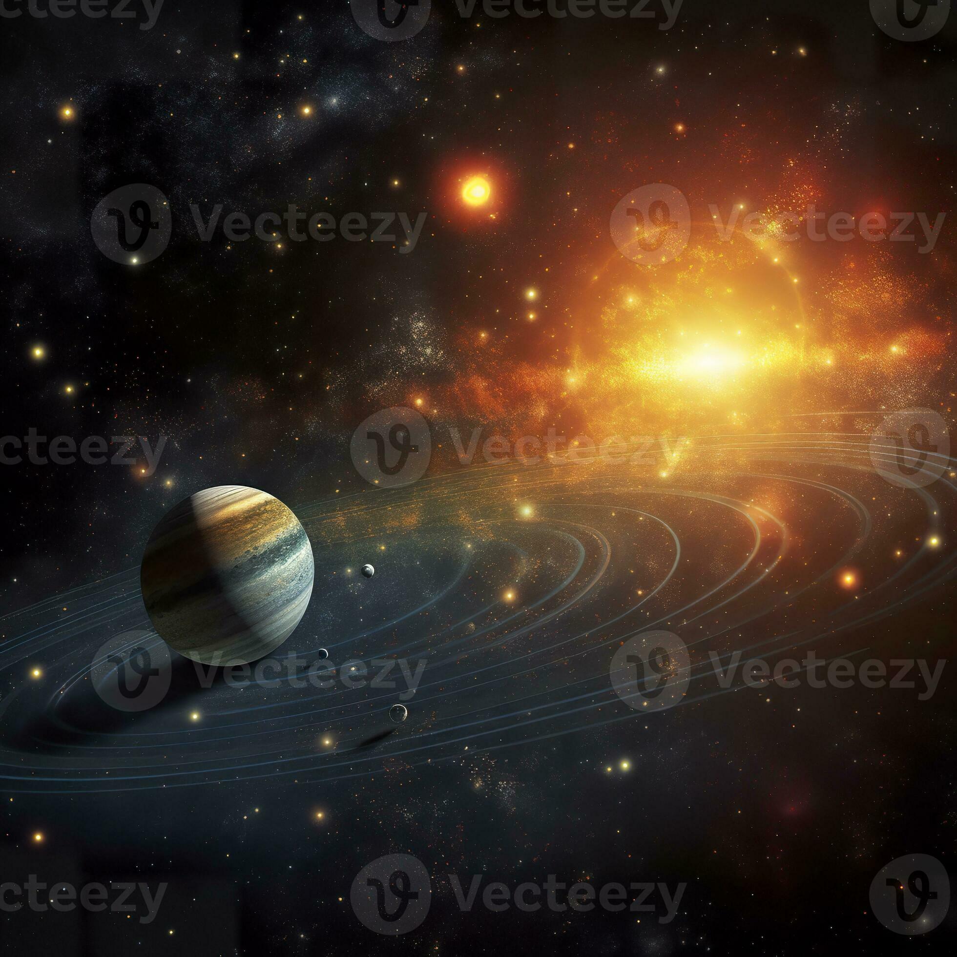 Ai Generated Our 3d Solar System With Planets In Orbits Path Ai