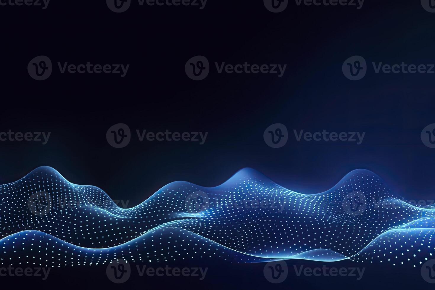 AI generated Dynamic blue particle wave. Abstract sound visualization. Digital structure of the ...